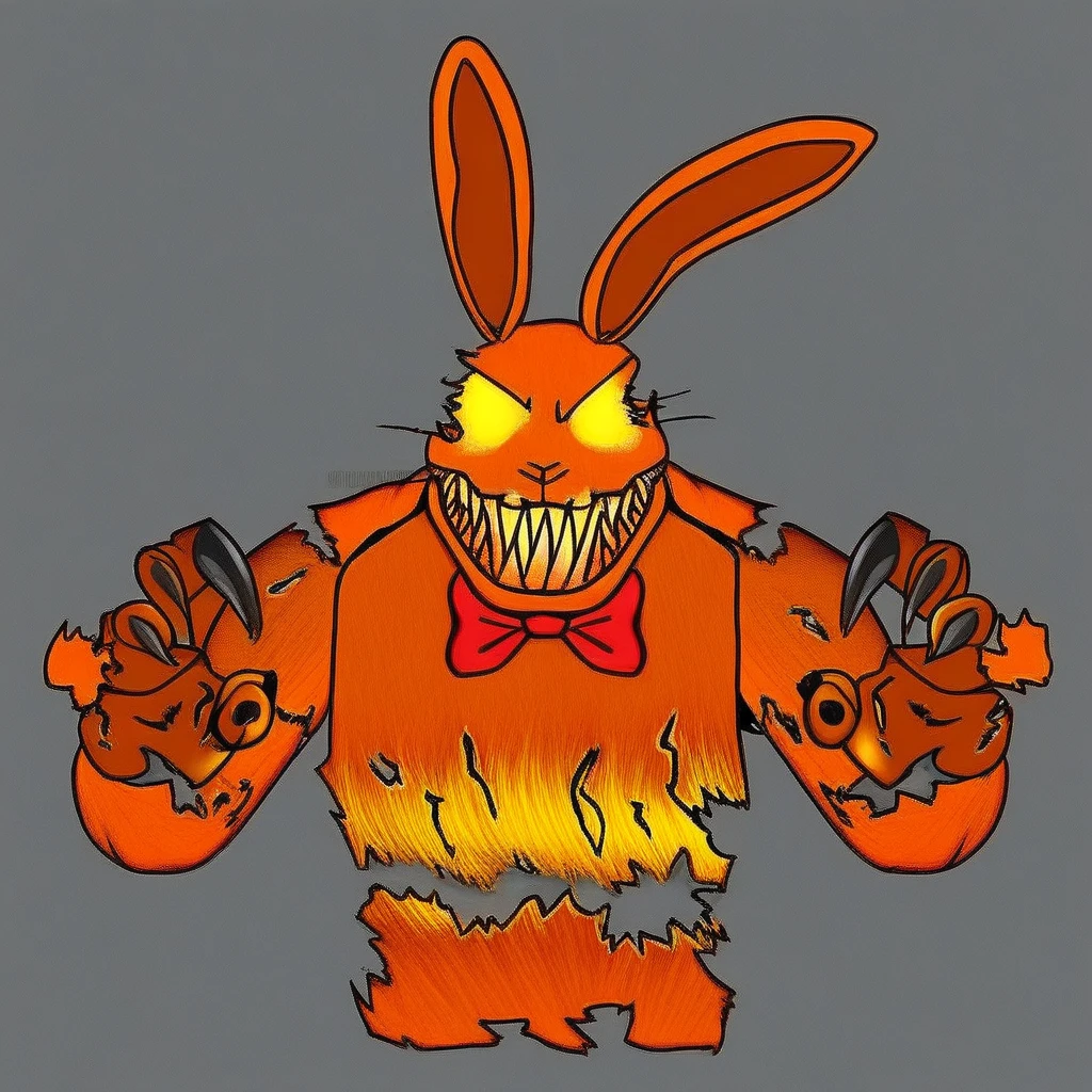 Sharp teeth, fire, orange body, claws, orange teeth, rabbit, rabbit ...