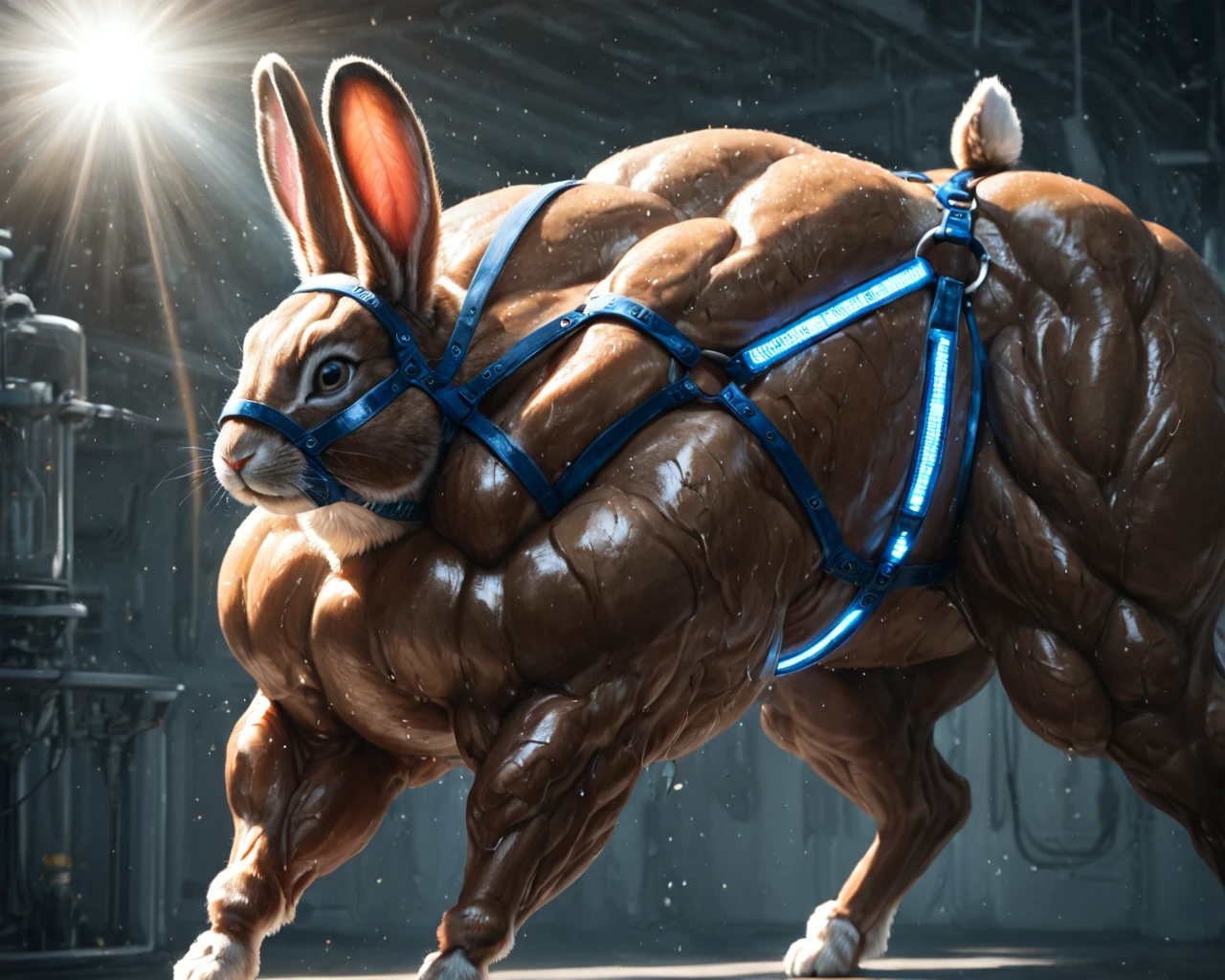 Muscular rabbit, (close-up:1.3), extremely thick neck, sci-fi ...