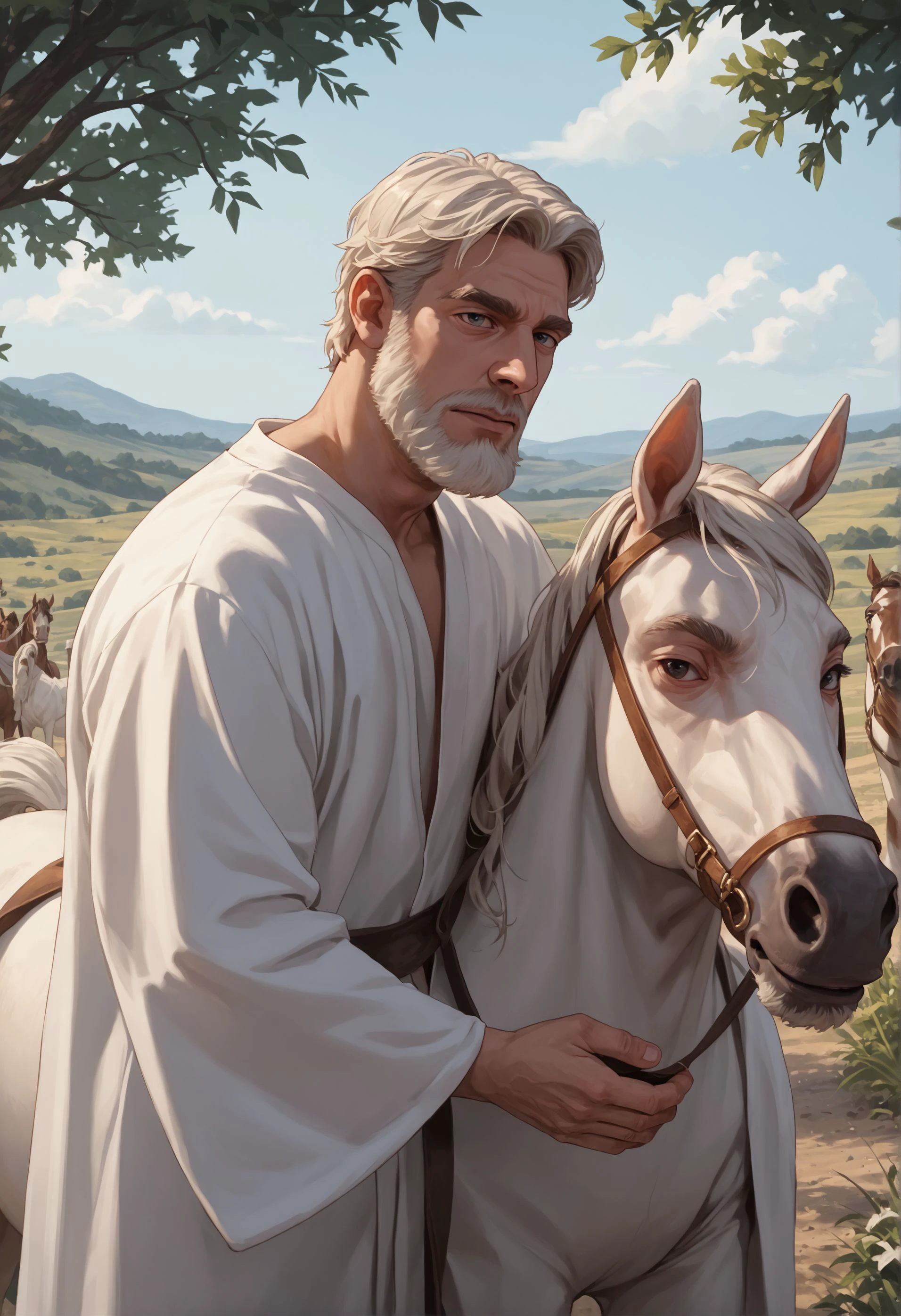 There is a man that is standing next to a horse - SeaArt AI