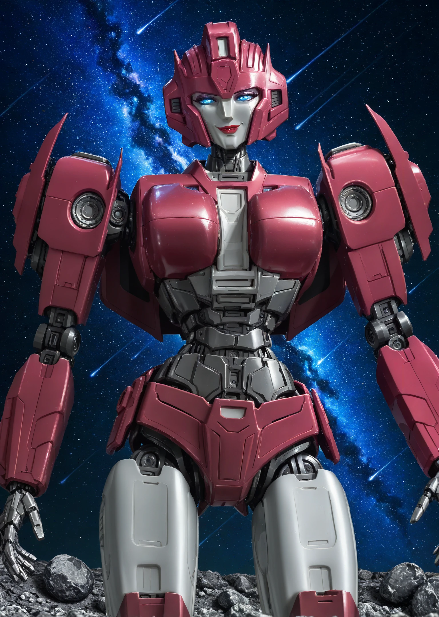 Full_details,, Elita One, 1girl, dark pink female shining metal robot - SeaArt AI