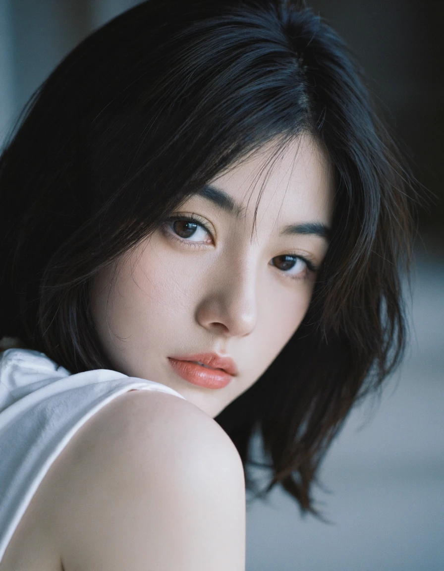 A 18 y.o girls,(from above:1.1),from side,soft lighting,high resolution ...