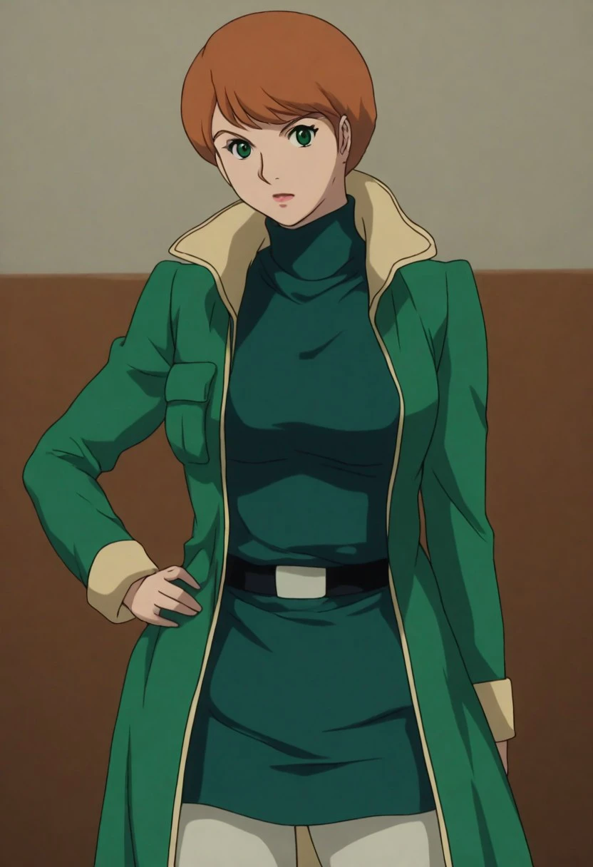 Reccoa, orange hair, green eyes, hair behind ear, short hair - SeaArt AI