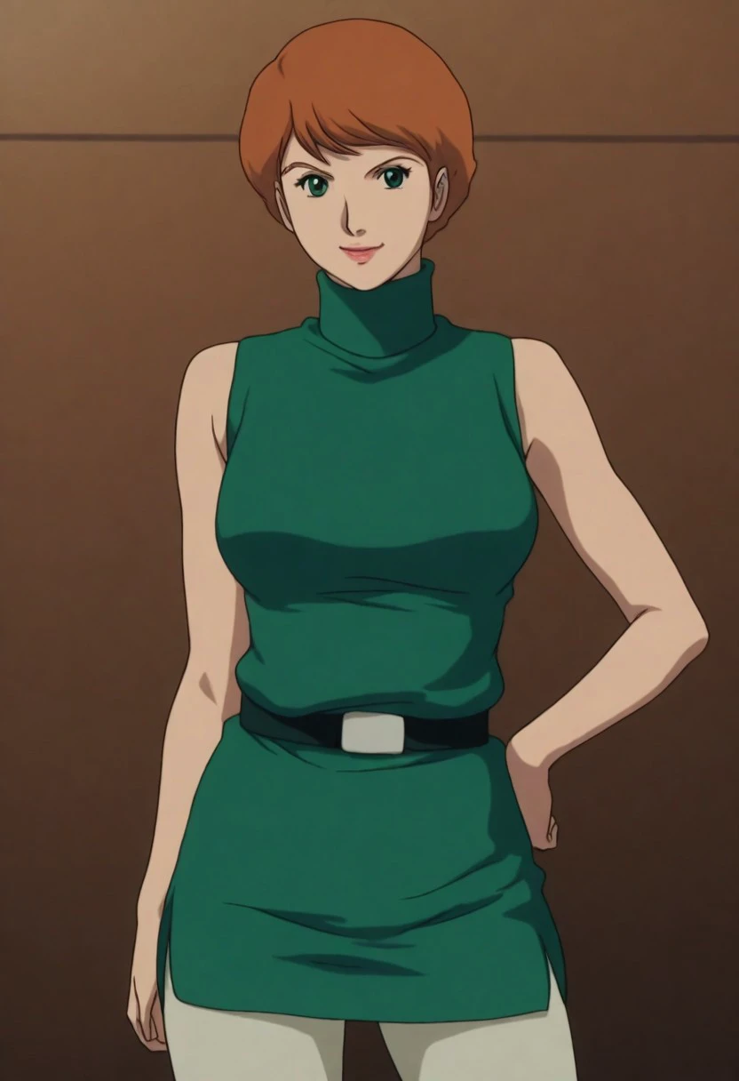 Reccoa, orange hair, green eyes, hair behind ear, short hair - SeaArt AI