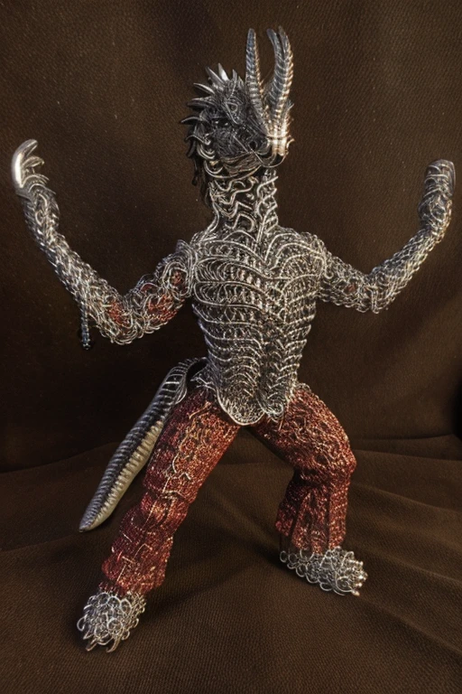 red chainmail dragon standing on a mountain - SeaArt AI