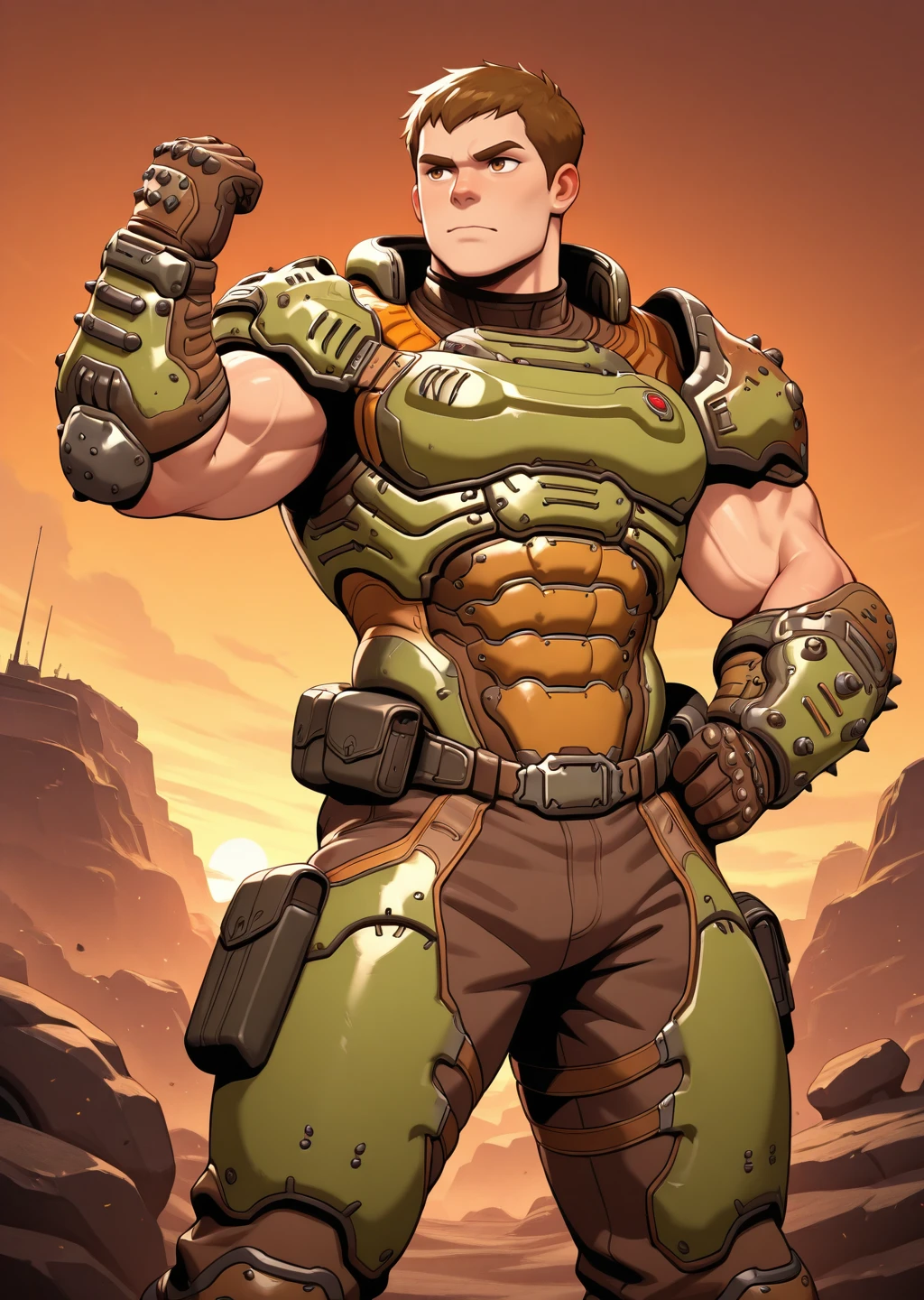 A close up of a cartoon of a man with a gun - SeaArt AI