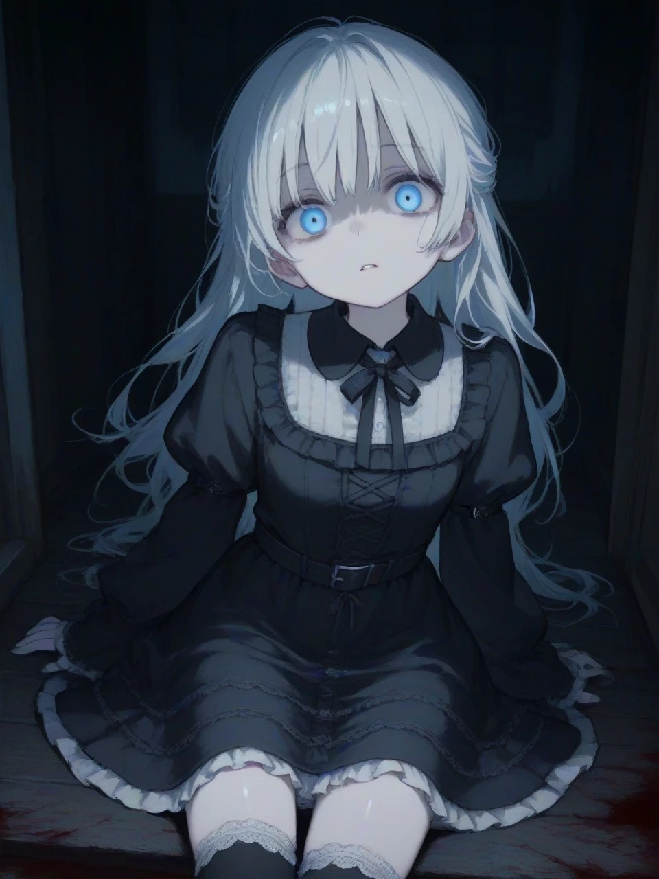 1girl, creepy pasta, solo, gothic dress, tattered dress, frilly - SeaArt AI