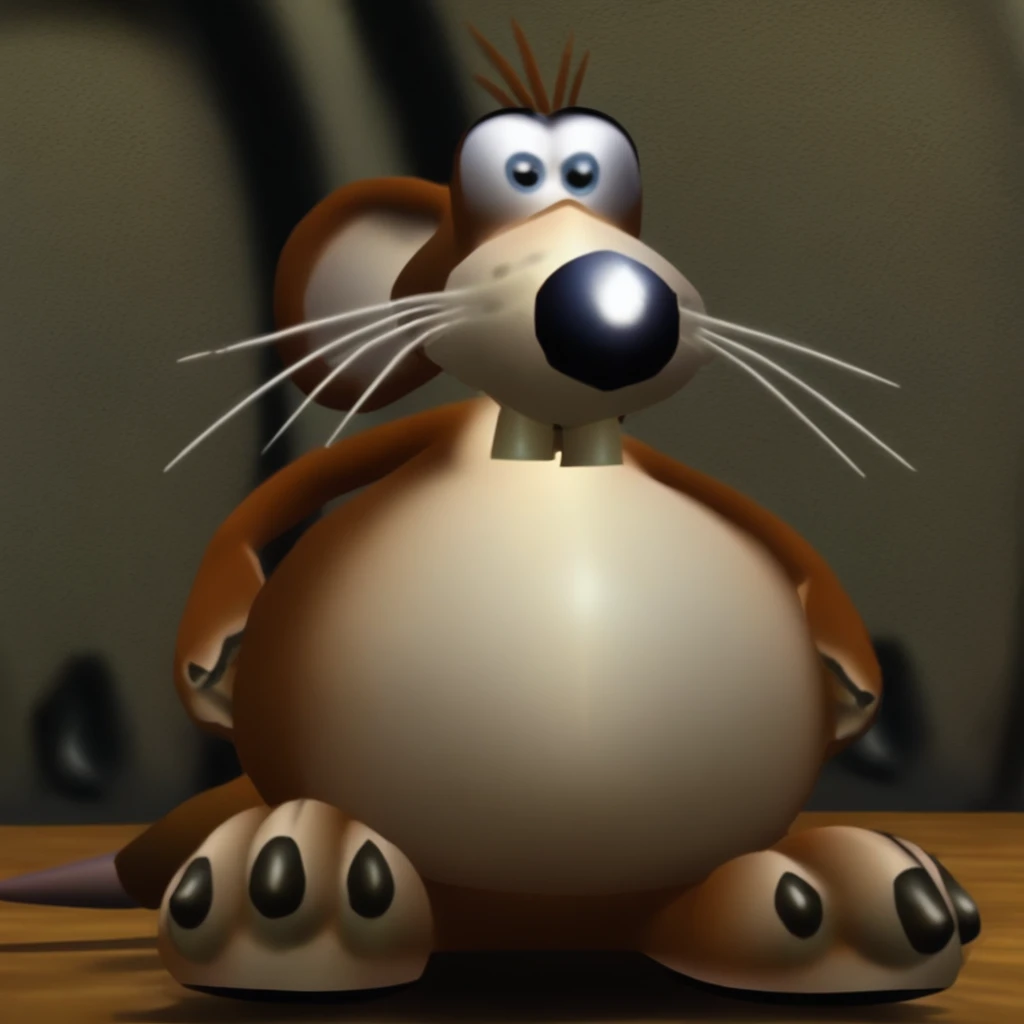 Cartoon mouse sitting on a table with a mouse on it's back - SeaArt AI