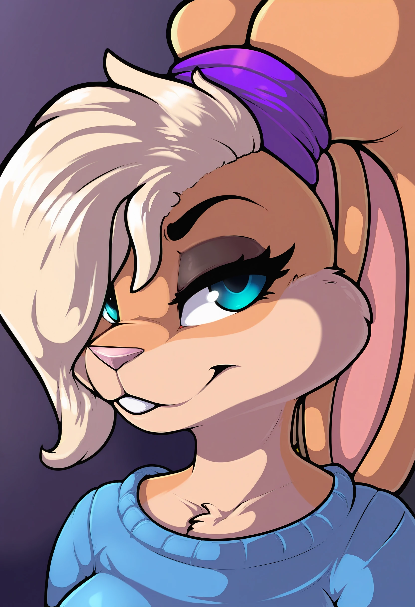 1girl, solo, lola bunny, sweater, portrait, furry, masterpiece - SeaArt AI