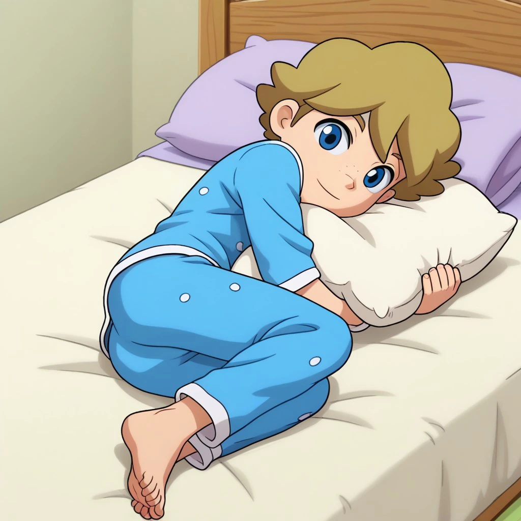 1boy, blonde hair, solo, brown hair, blue eyes, freckles, Daniel - SeaArt AI