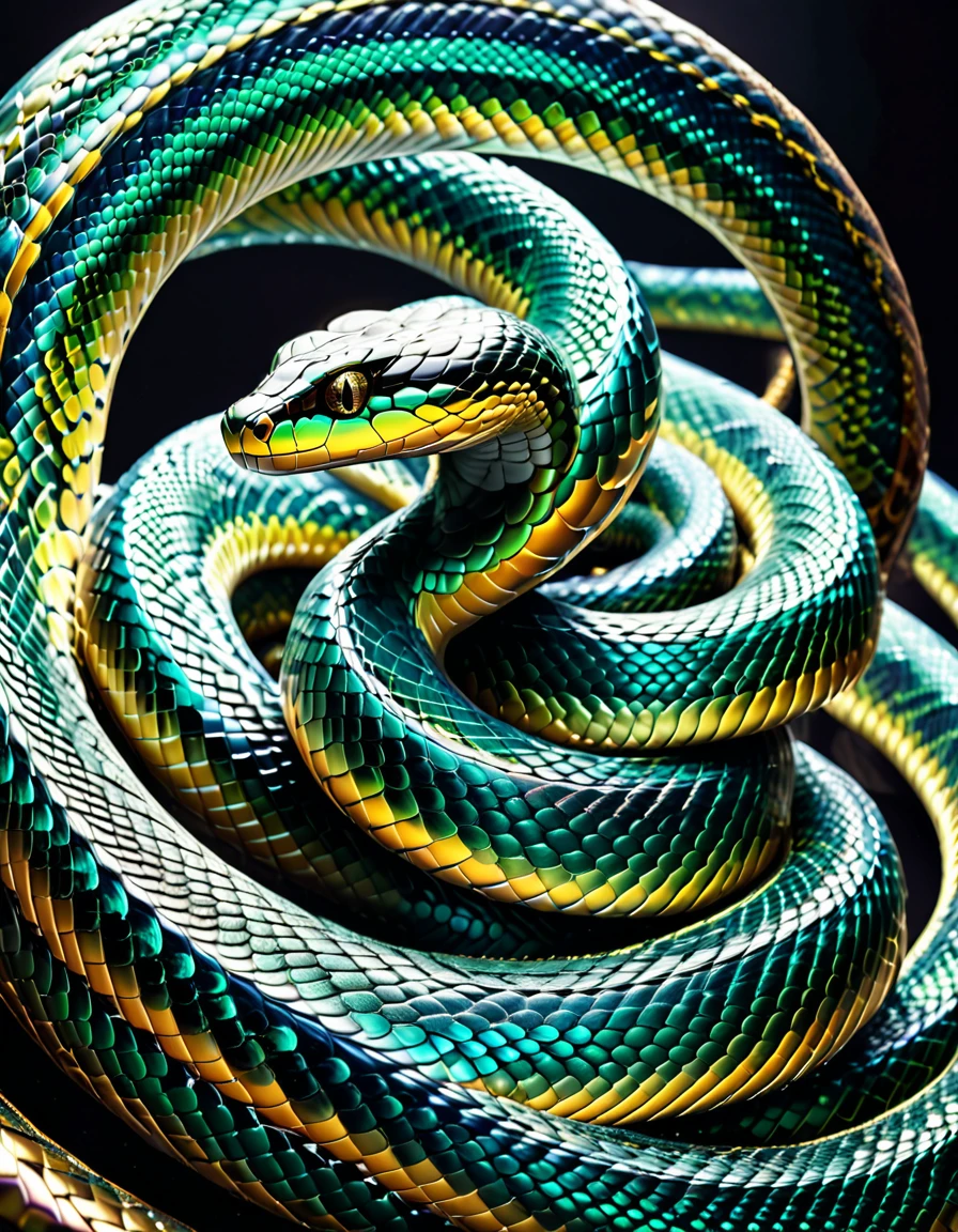 "A mesmerizing serpent forming an infinite loop (â ), its scales ...