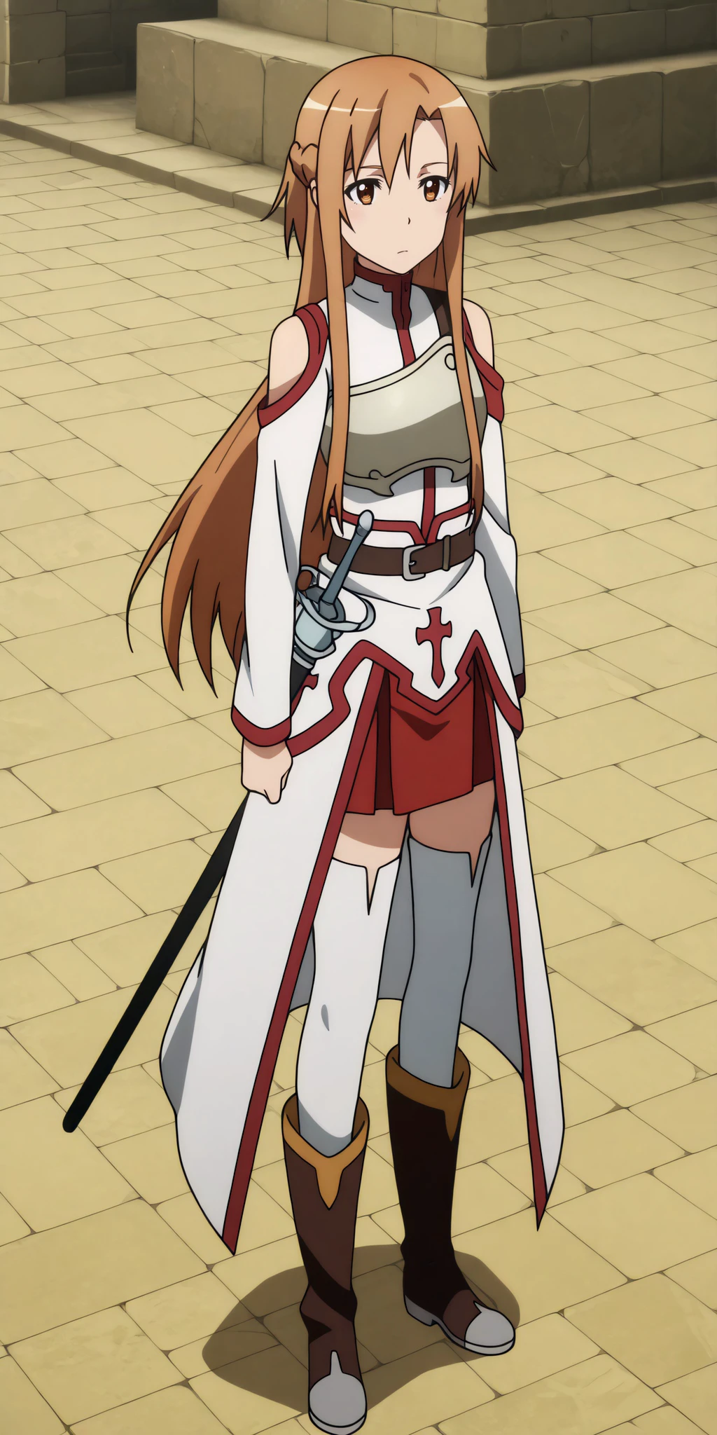 Anime screencap, Asuna, kb lieutenant outfit, full body, white ...
