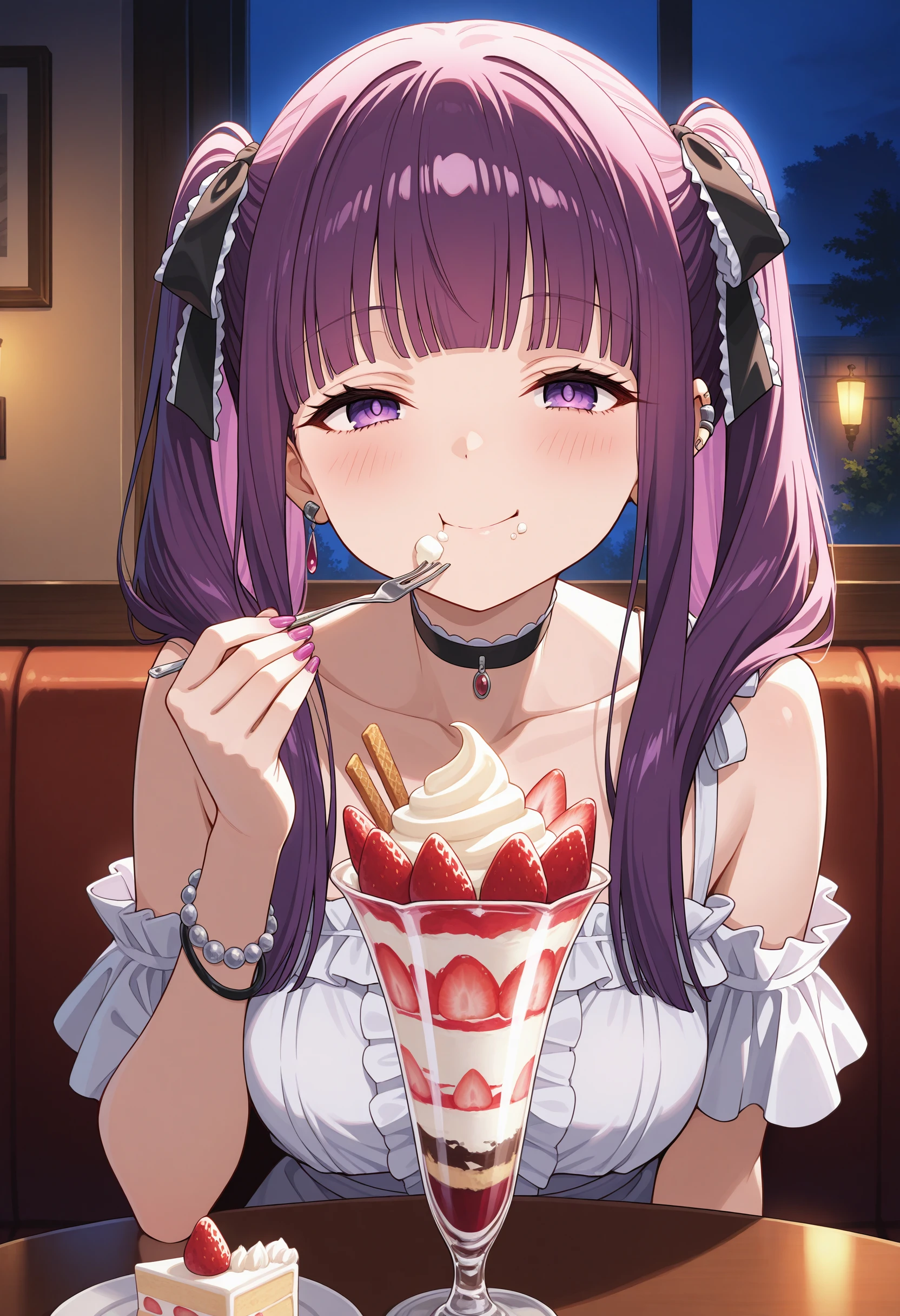 Jirai kei, fern \(sousou no frieren\), purple hair, purple eyes - SeaArt AI