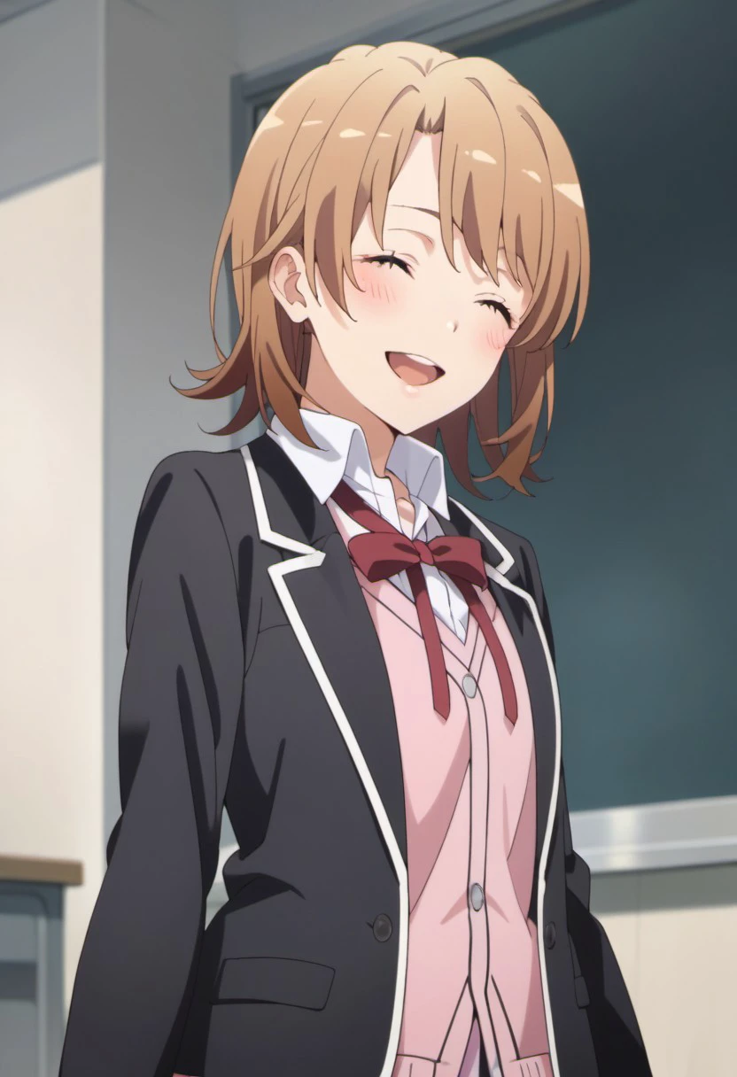 Anime girl in school uniform standing in front of a chalkboard（isshiki ...