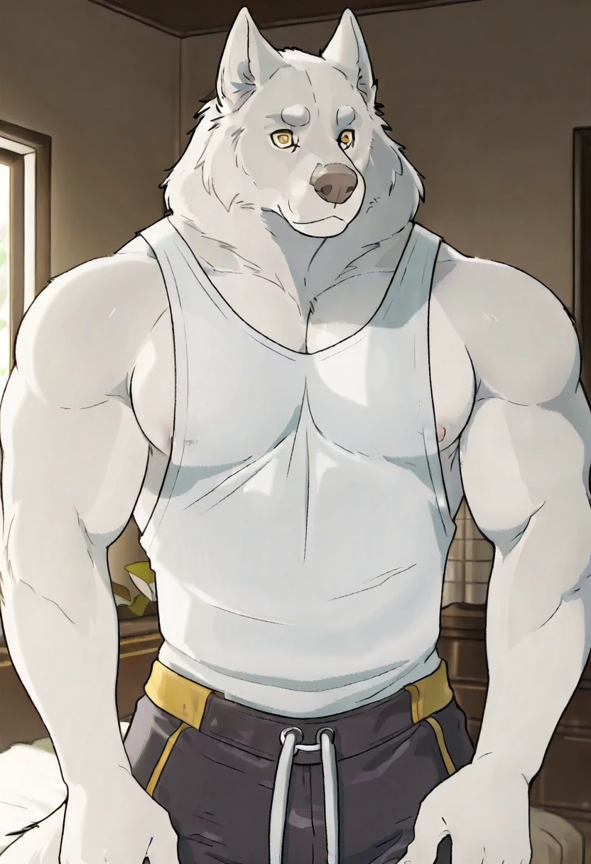 , Lug_(anhes), wolf tail, bara, pants, tank top - SeaArt AI