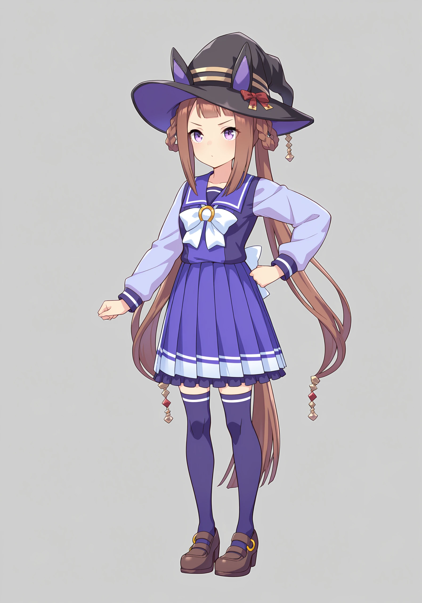 Anime girl in a witch costume with a hat and a dress - SeaArt AI