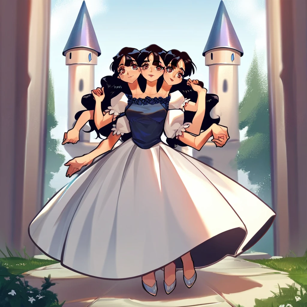 Three heads, four legs, six arms, conjoined, source_anime, score ...