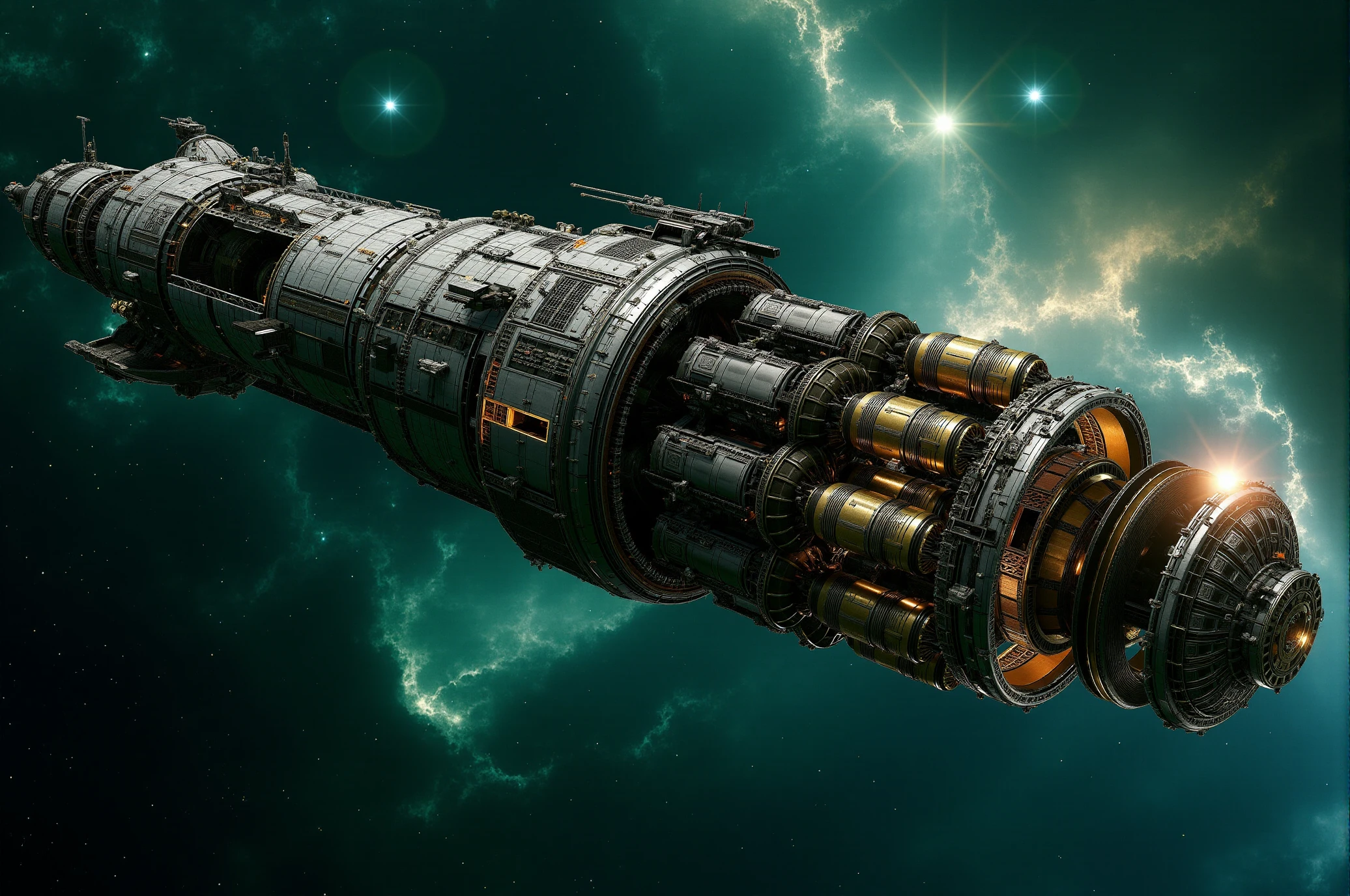 SPCCRFT style. A colossal deep-space vessel drifts thr - SeaArt AI