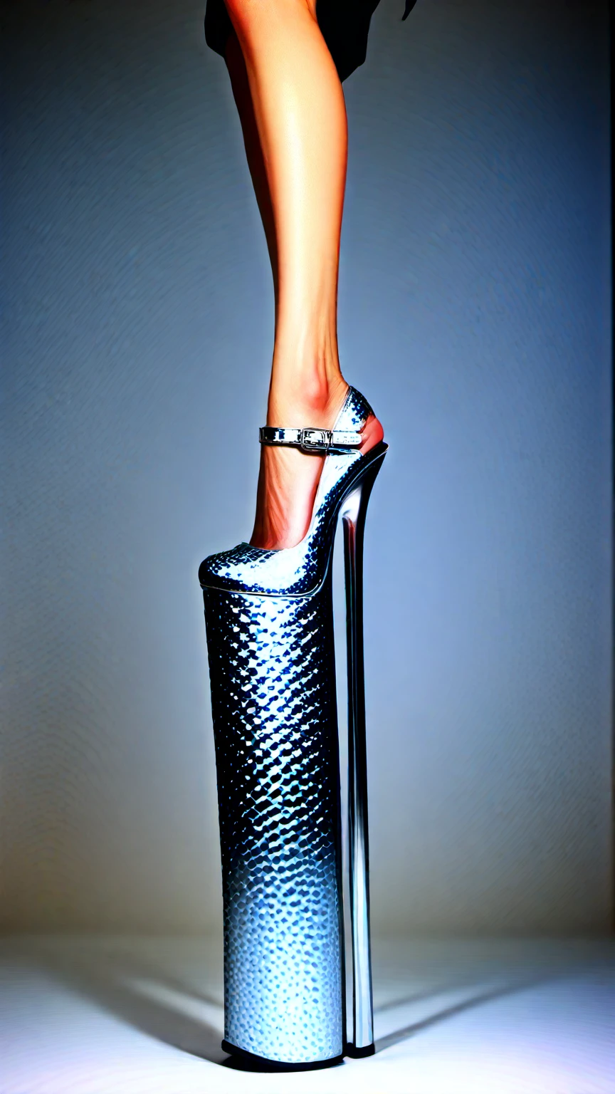 Realistic, woman wearing extreme high shoes,