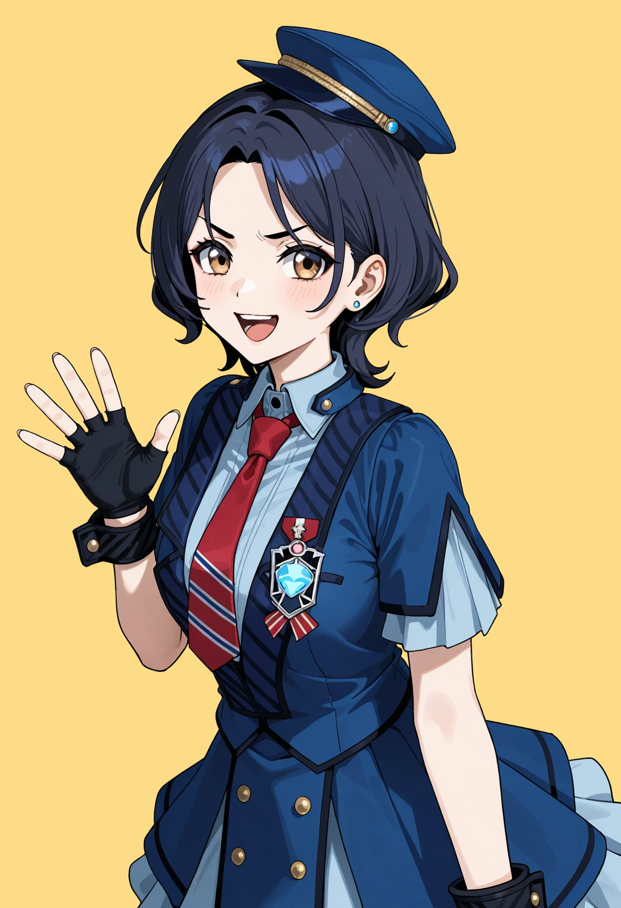 Anime girl in uniform with a hat and gloves on（hayami kanade) - SeaArt AI