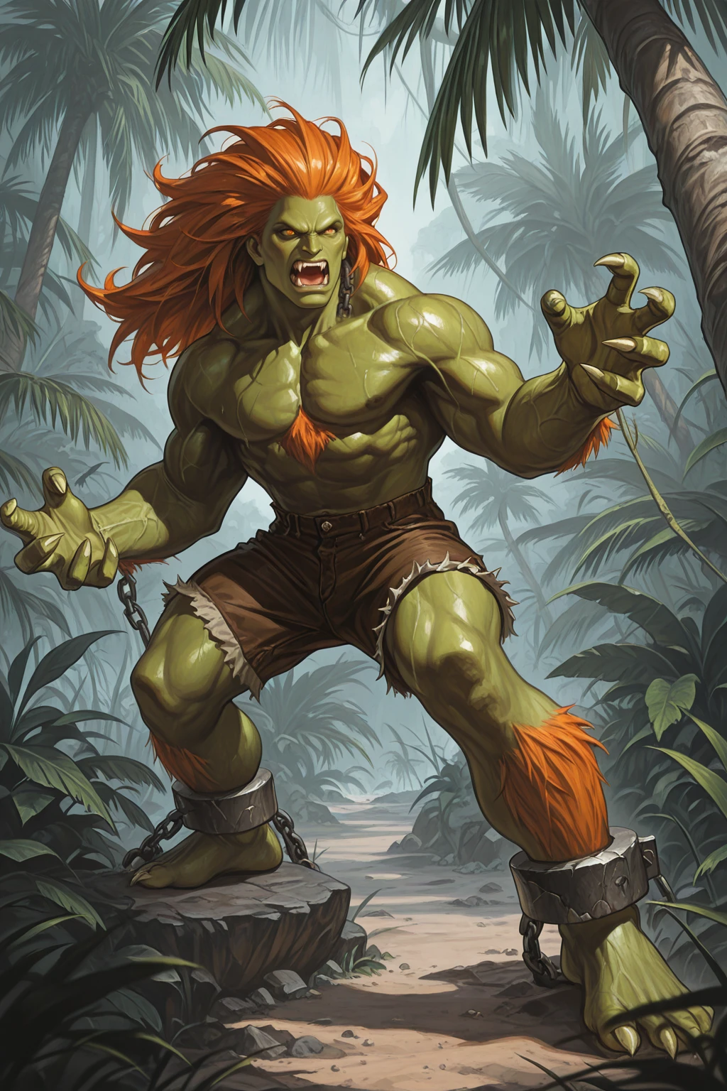 A close up of a cartoon character in a jungle - SeaArt AI