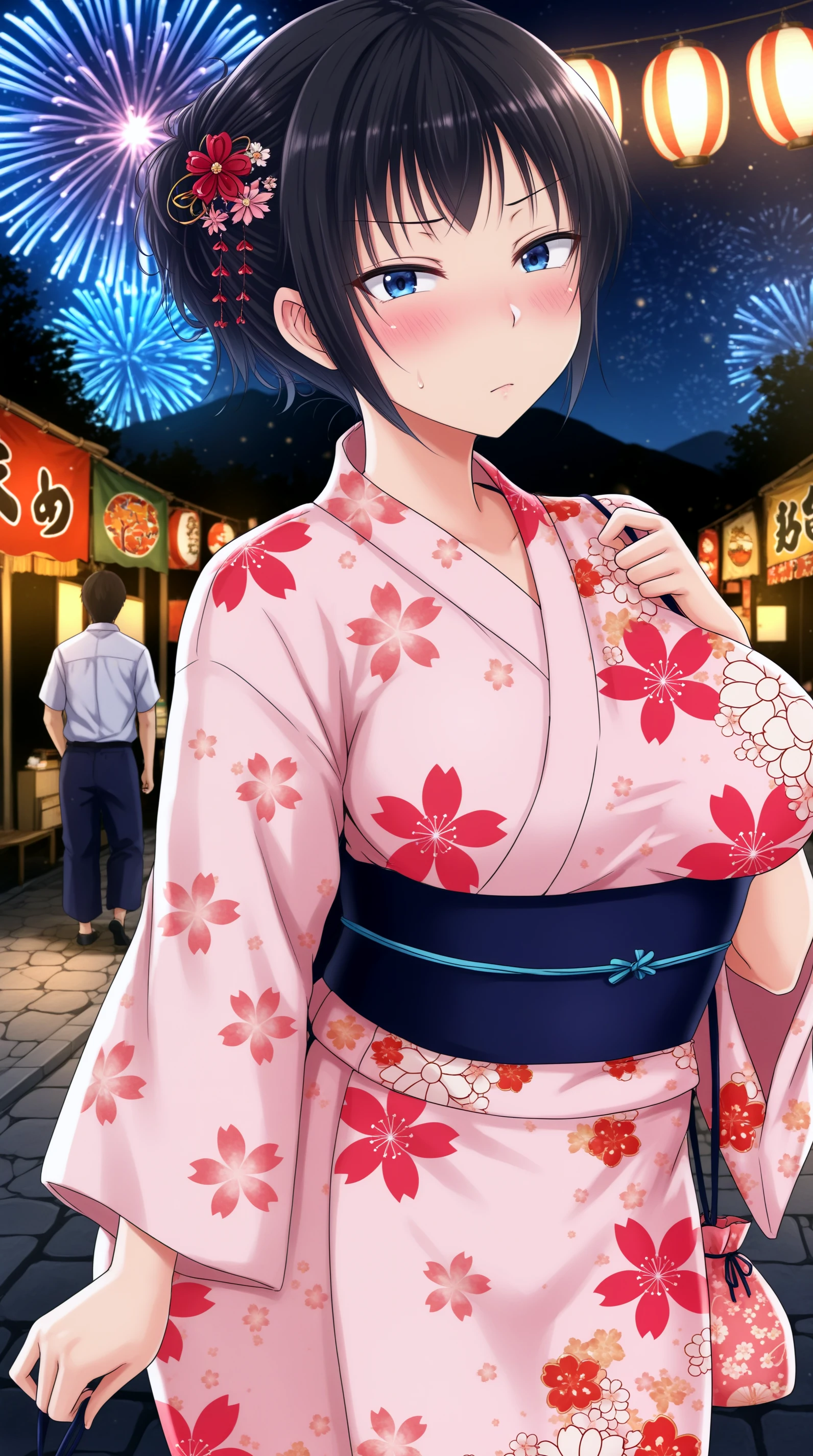 Masterpiece, best quality, outdoors, japane festival, fireworks - SeaArt AI