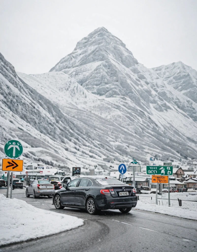 citybkg, signs, car, mountain - SeaArt AI