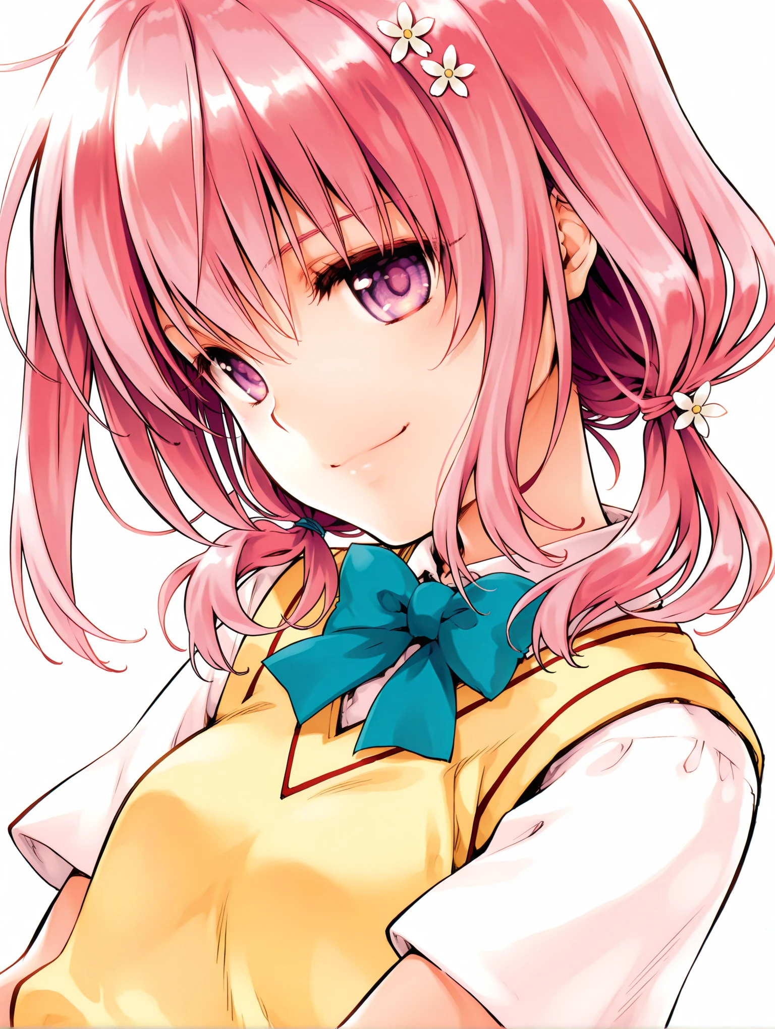 Anime girl with pink hair and a bow in her hair（momo velia deviluke ...