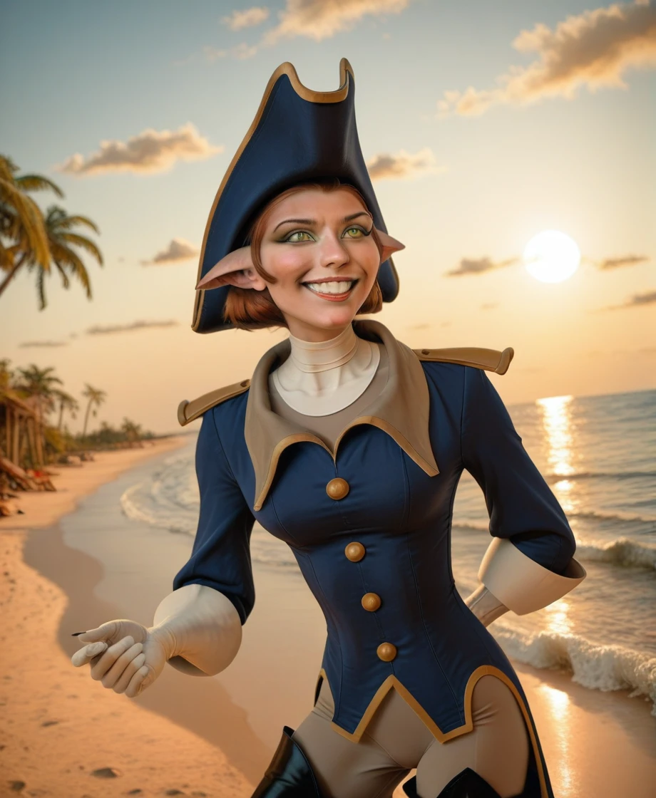 Solo, captain amelia, uniform, female, green eyes, smile, teeth - SeaArt AI