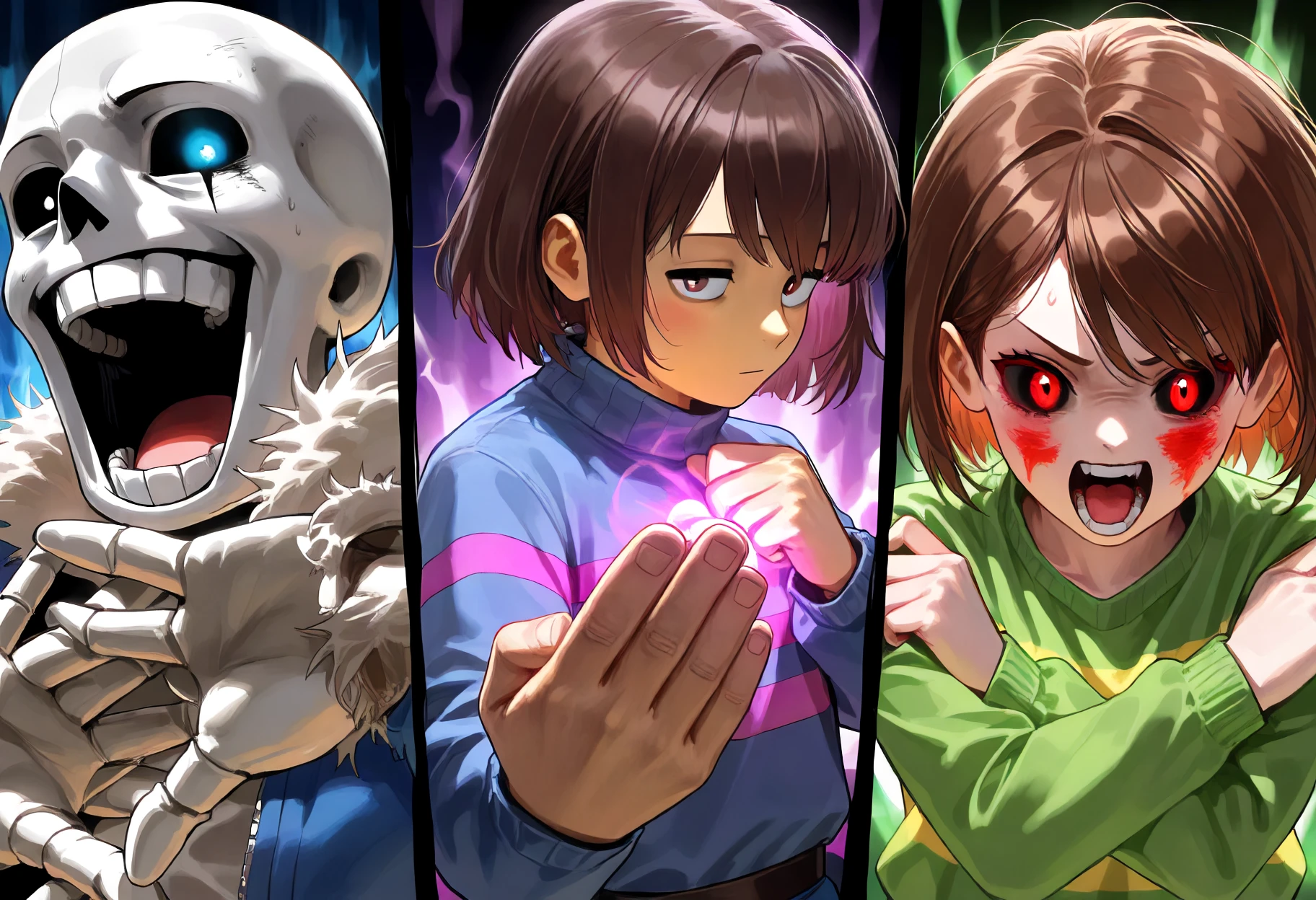 Sans \(undertale\), skeleton, skeletal hand, frisk \(undertale - SeaArt AI