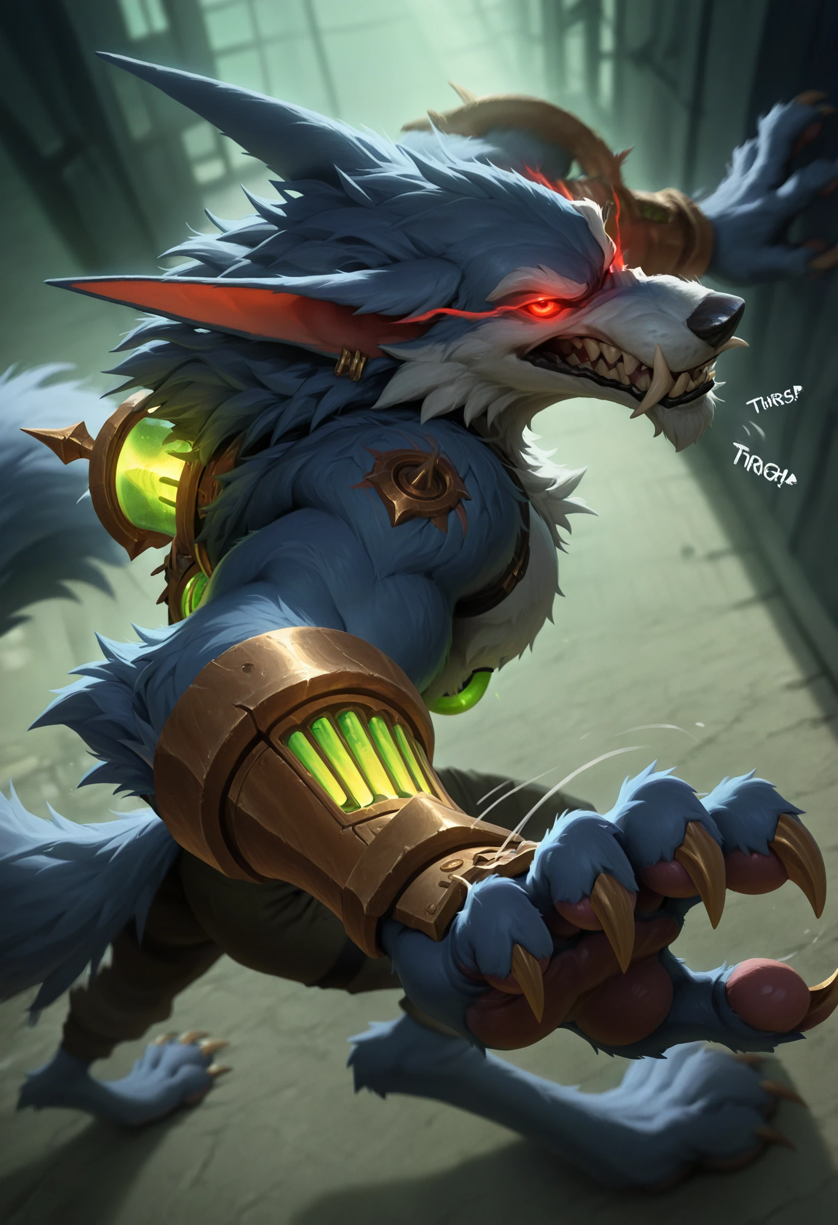 There is a picture of a furry animal with glowing eyes - SeaArt AI