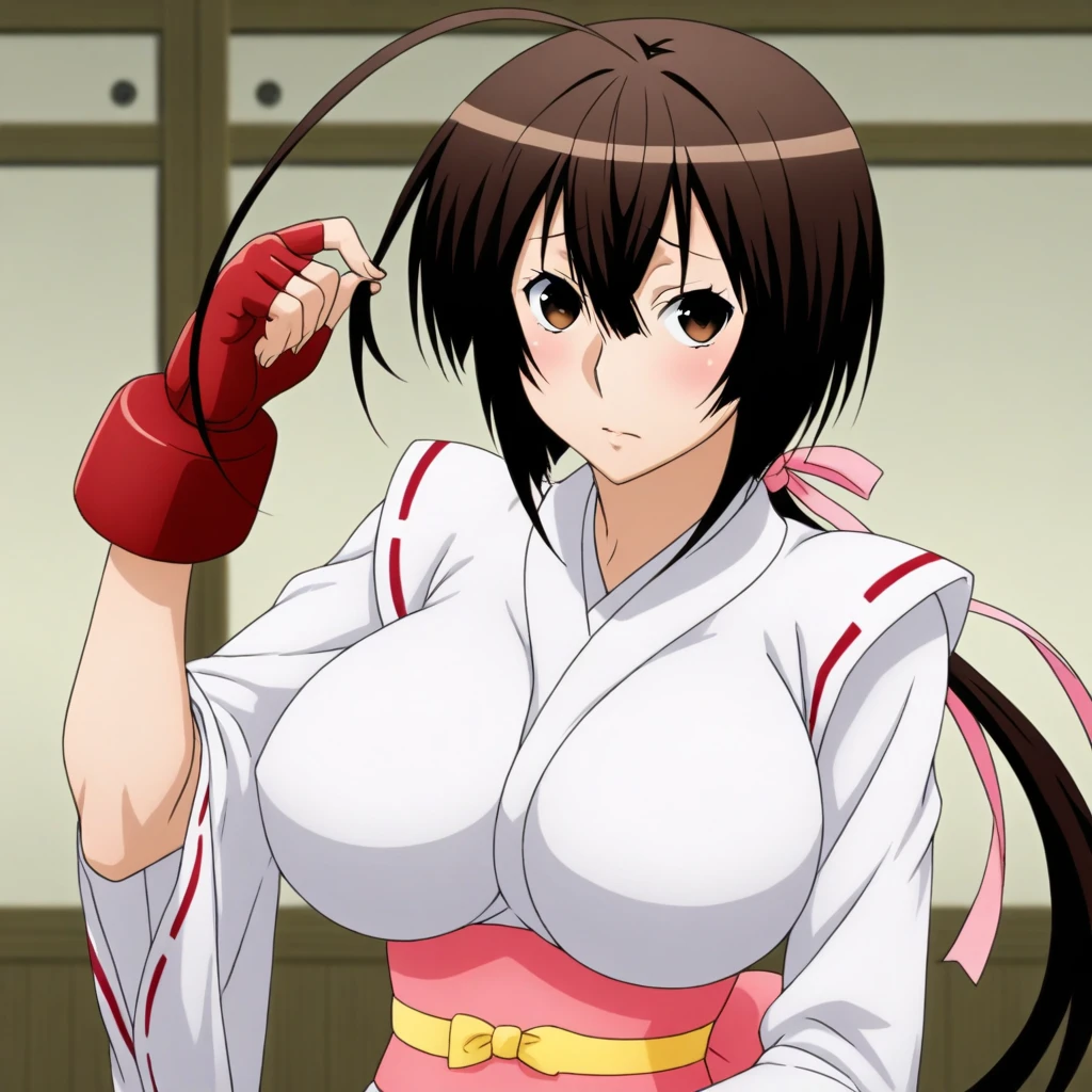 Musubi, musubi (sekirei), brown hair, medium hair, ponytail, ahoge - SeaArt AI