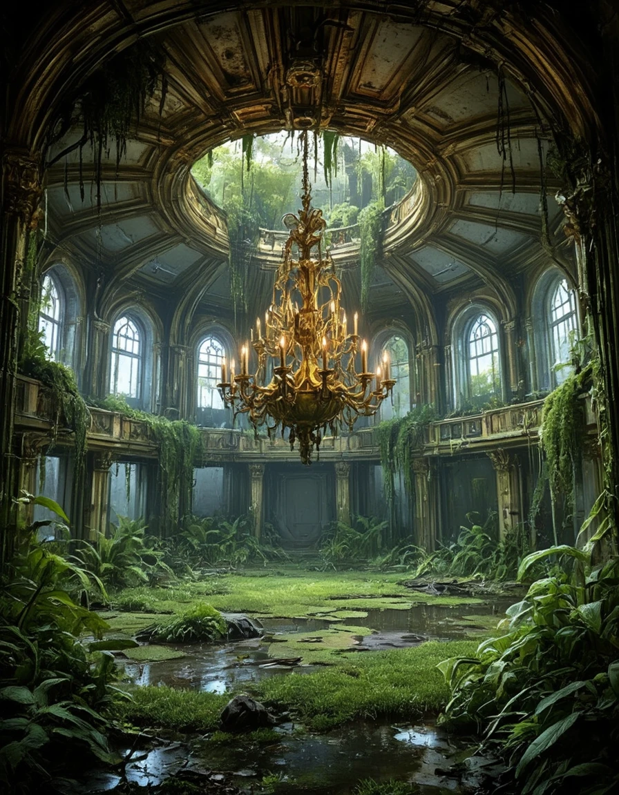 cw02lost, cyberpunk, rich hanging chandeli - SeaArt AI