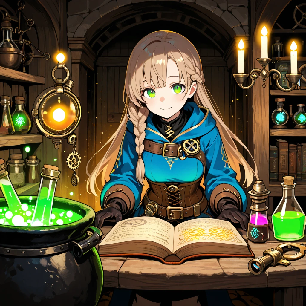 1girl,looking at viewer,light brown hair, long hair, braid, side braid - SeaArt AI