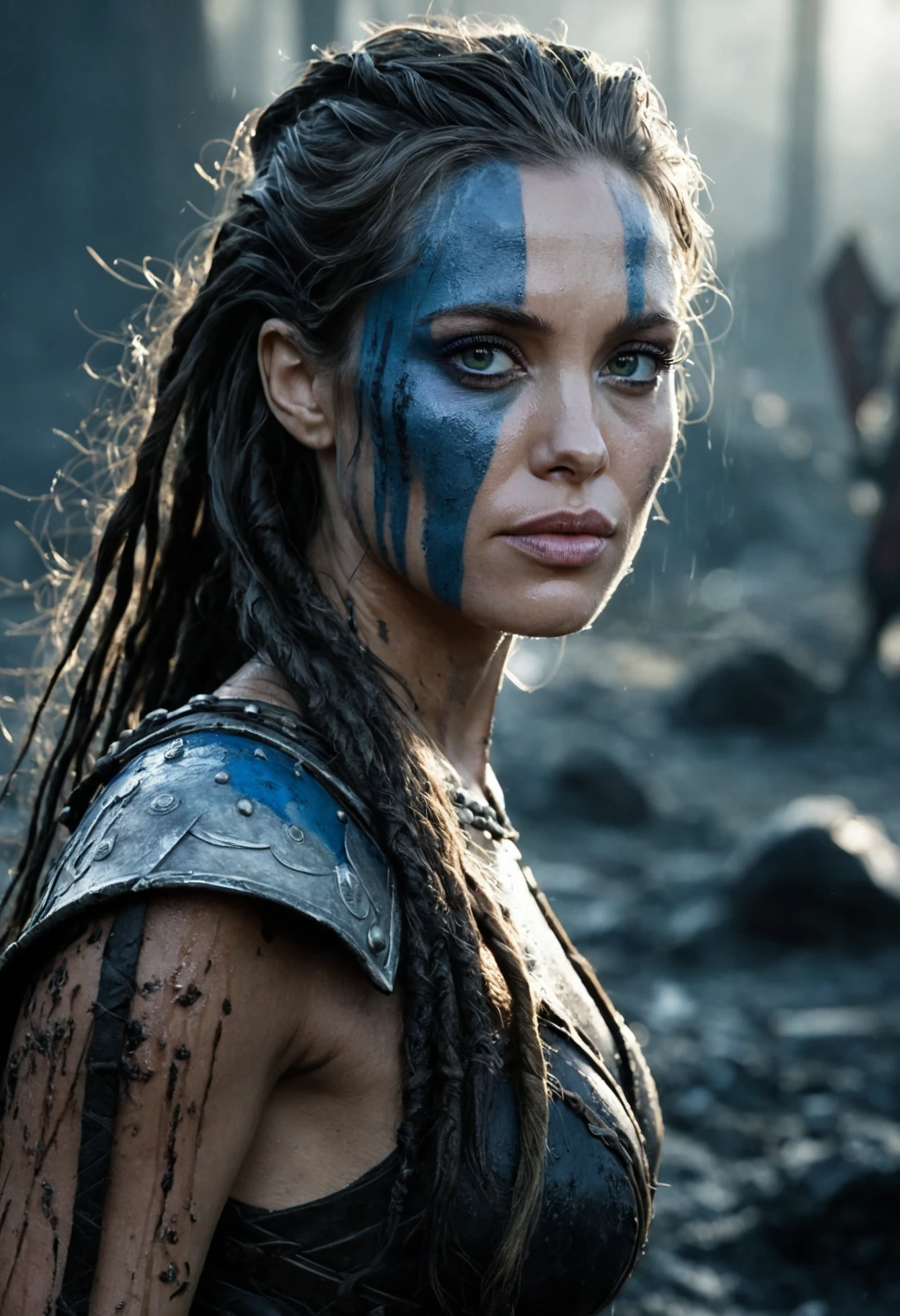 Angelina Jolie, 1girl cinematic photo in Hellblade: Senua's Sacrifice - SeaArt AI
