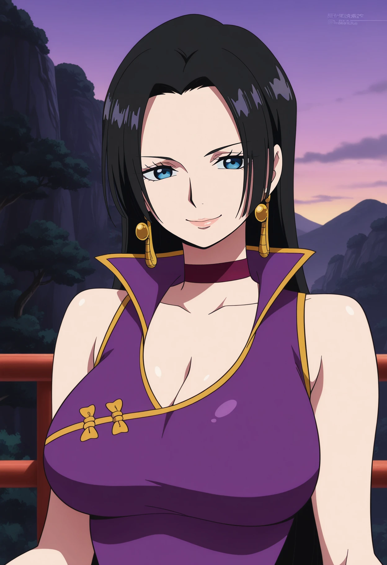 1girl,solo,mm,mature female,black hair,long hair,earrings,blue eyes - SeaArt AI