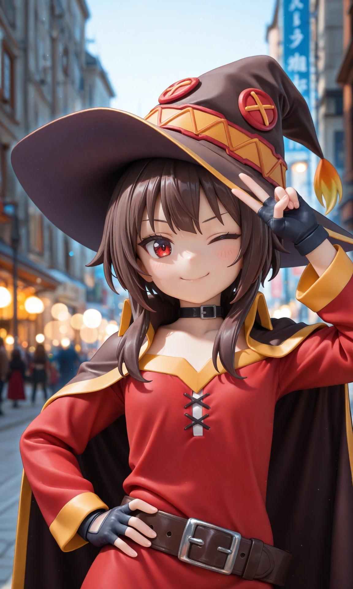 Wind,(cinematic lighting),(bokeh),(thick outline:1.1),1girl,megumin ...