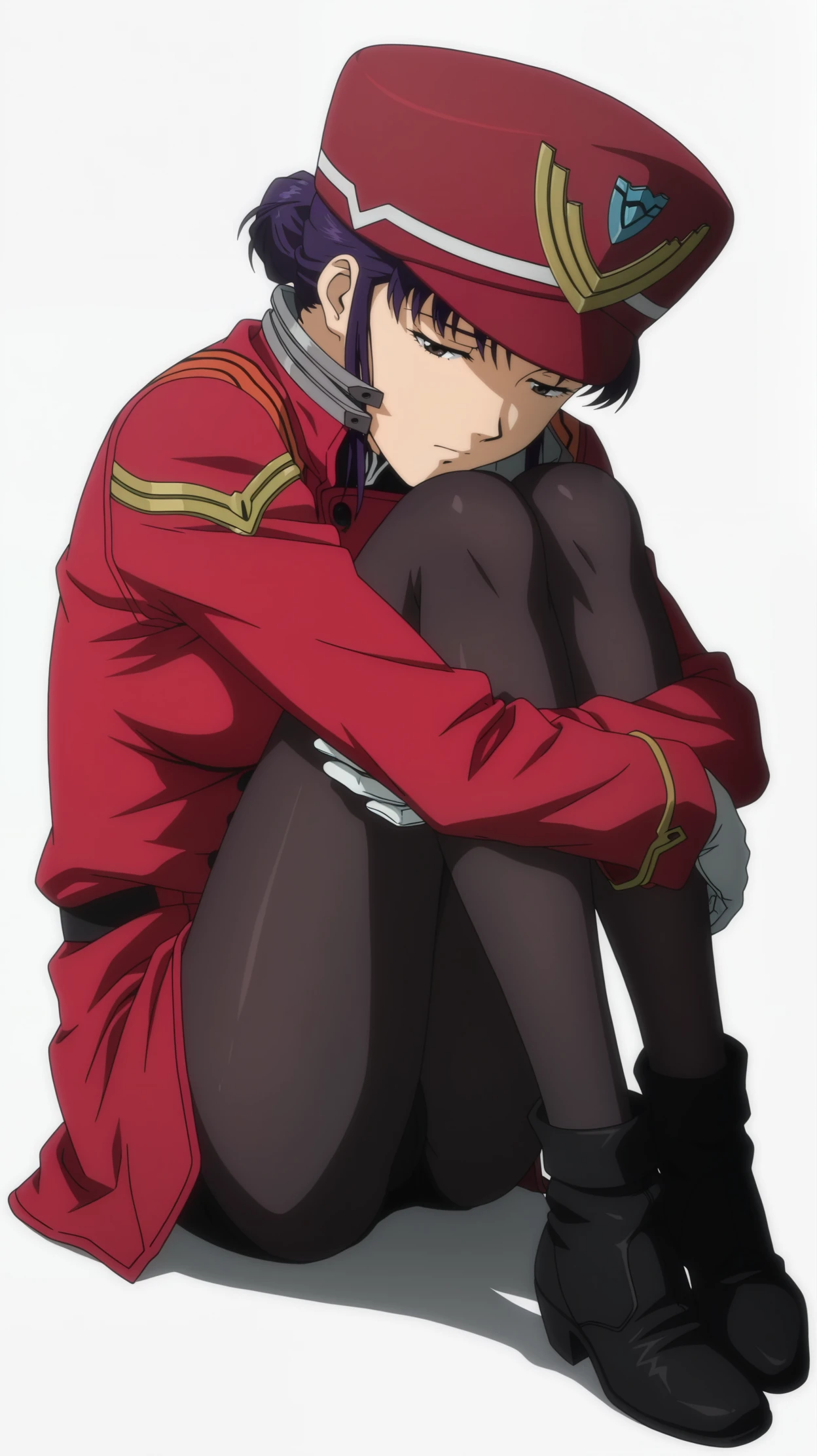 Anime coloring, anime screencap, katsuragi misato, 1girl, purple hair ...