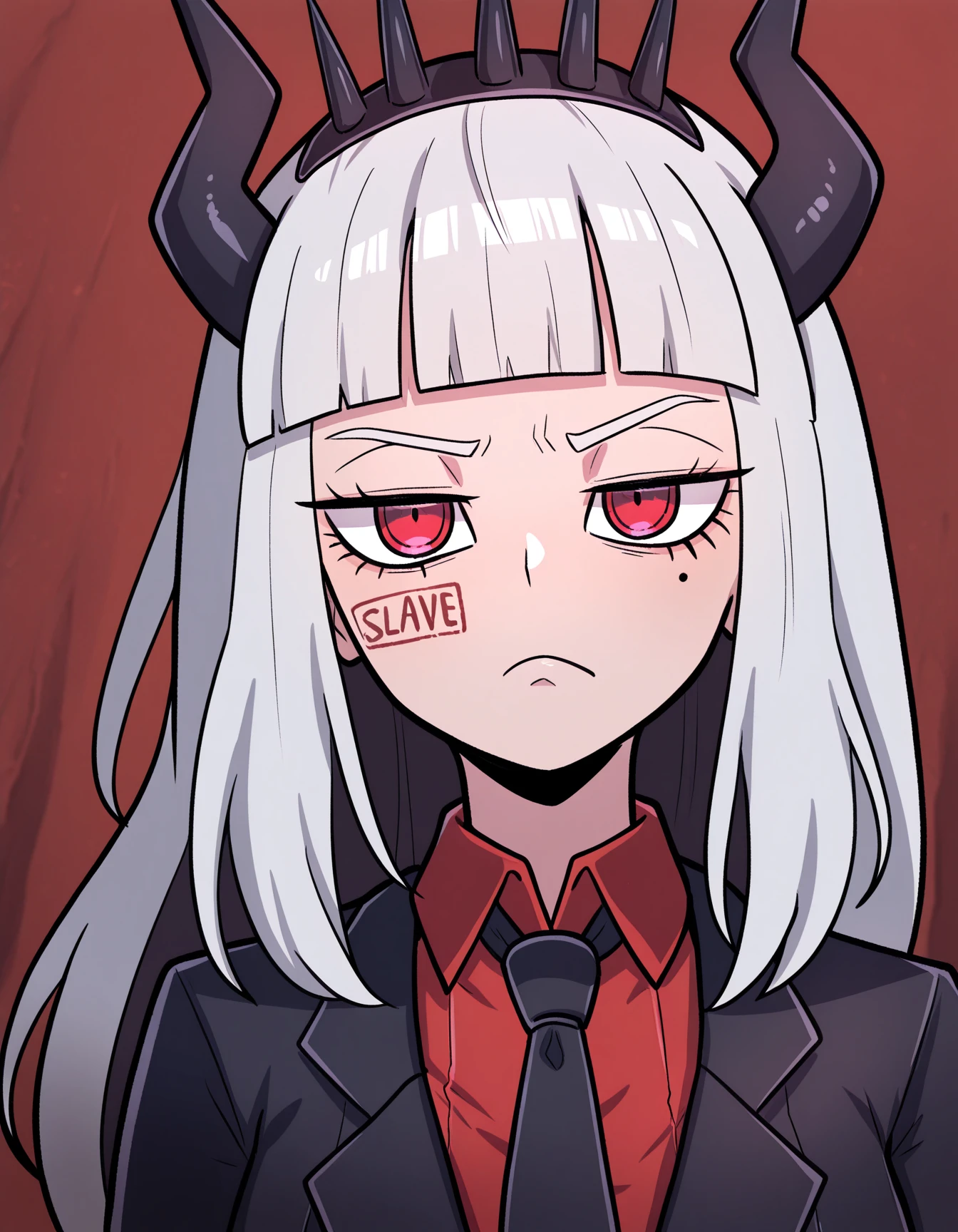 1girl, solo, slave brand, branded on cheek - SeaArt AI