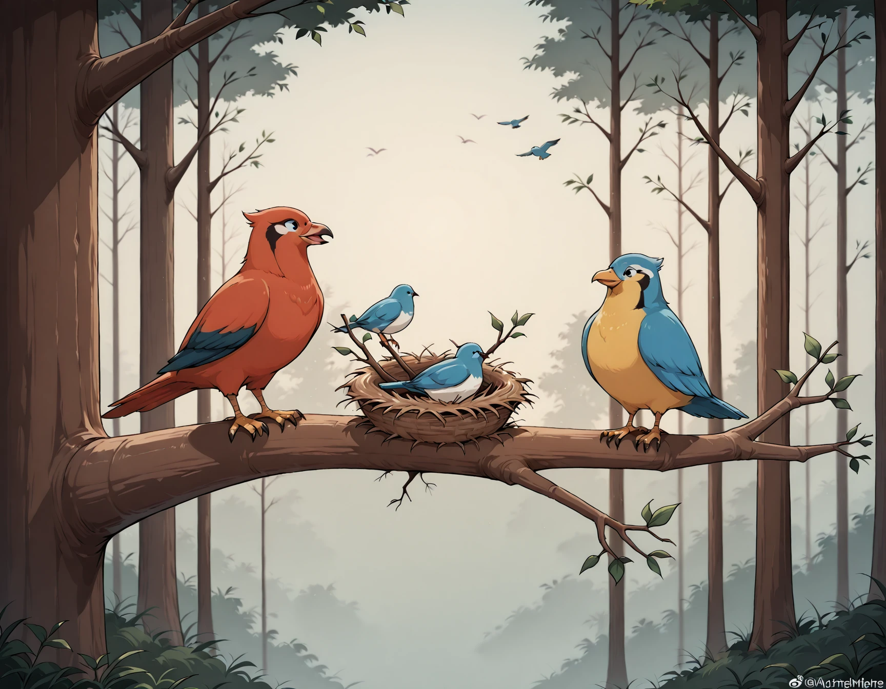 Tree branch, bird, nest - SeaArt AI