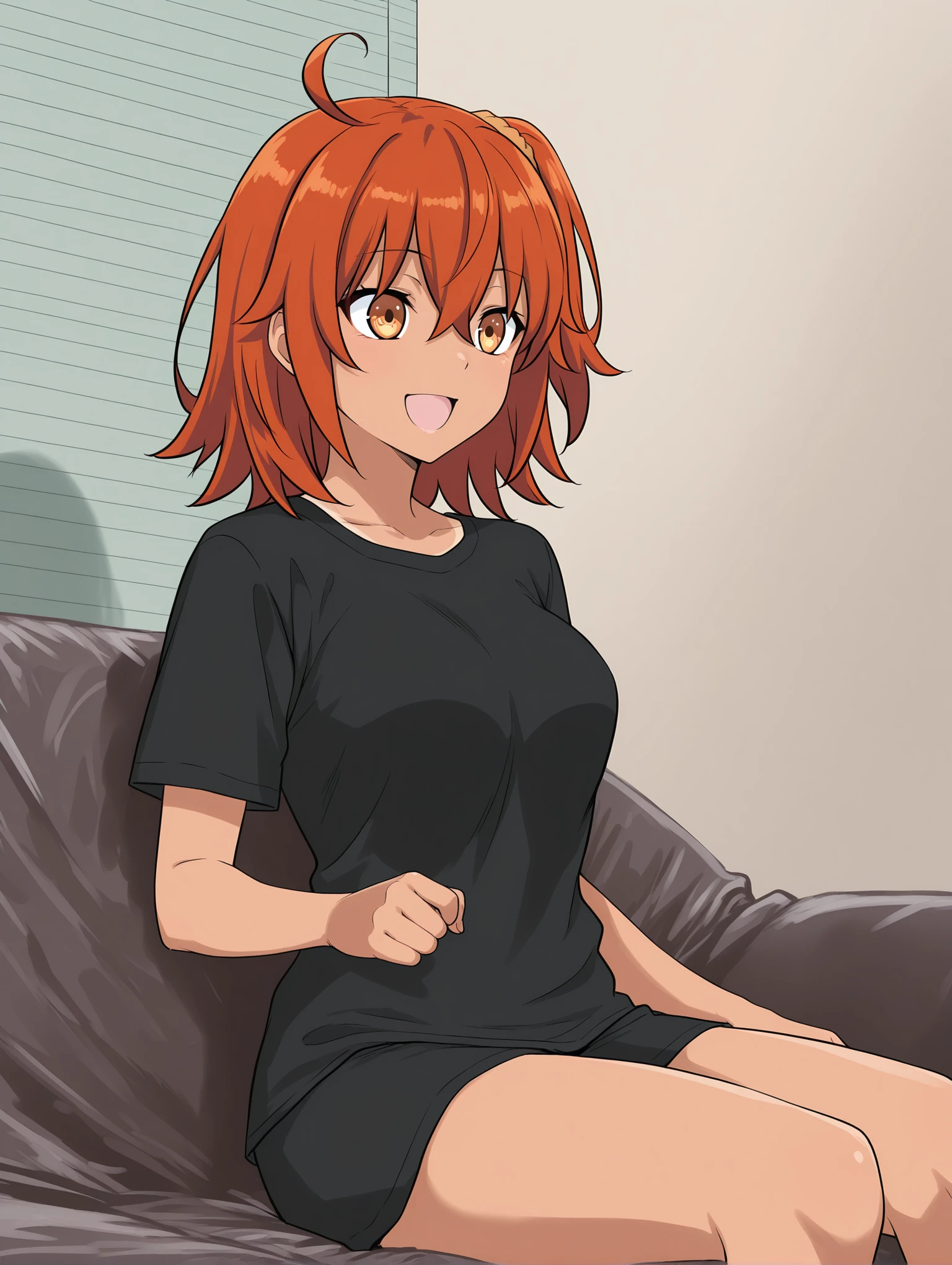 1girl,solo,fujimaru ritsuka \(female\),smile,open mouth,tan,senpai - SeaArt AI