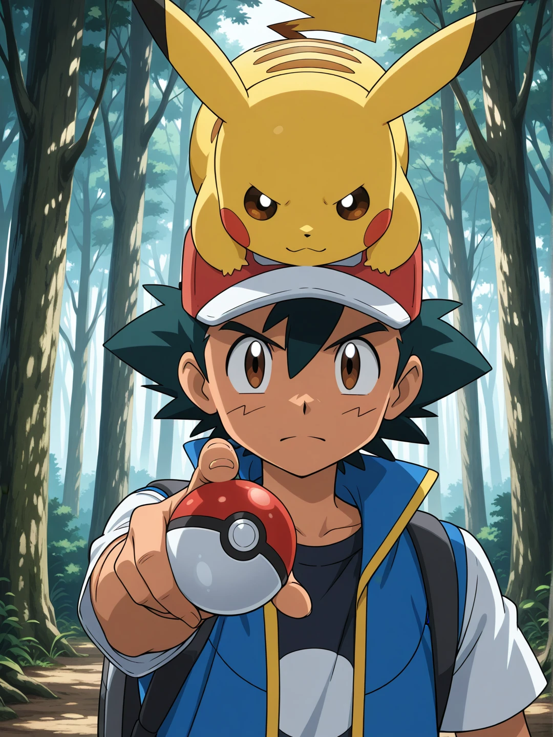 Masterpiece, best quality, anime coloring, 1boy, ash ketchum - SeaArt AI