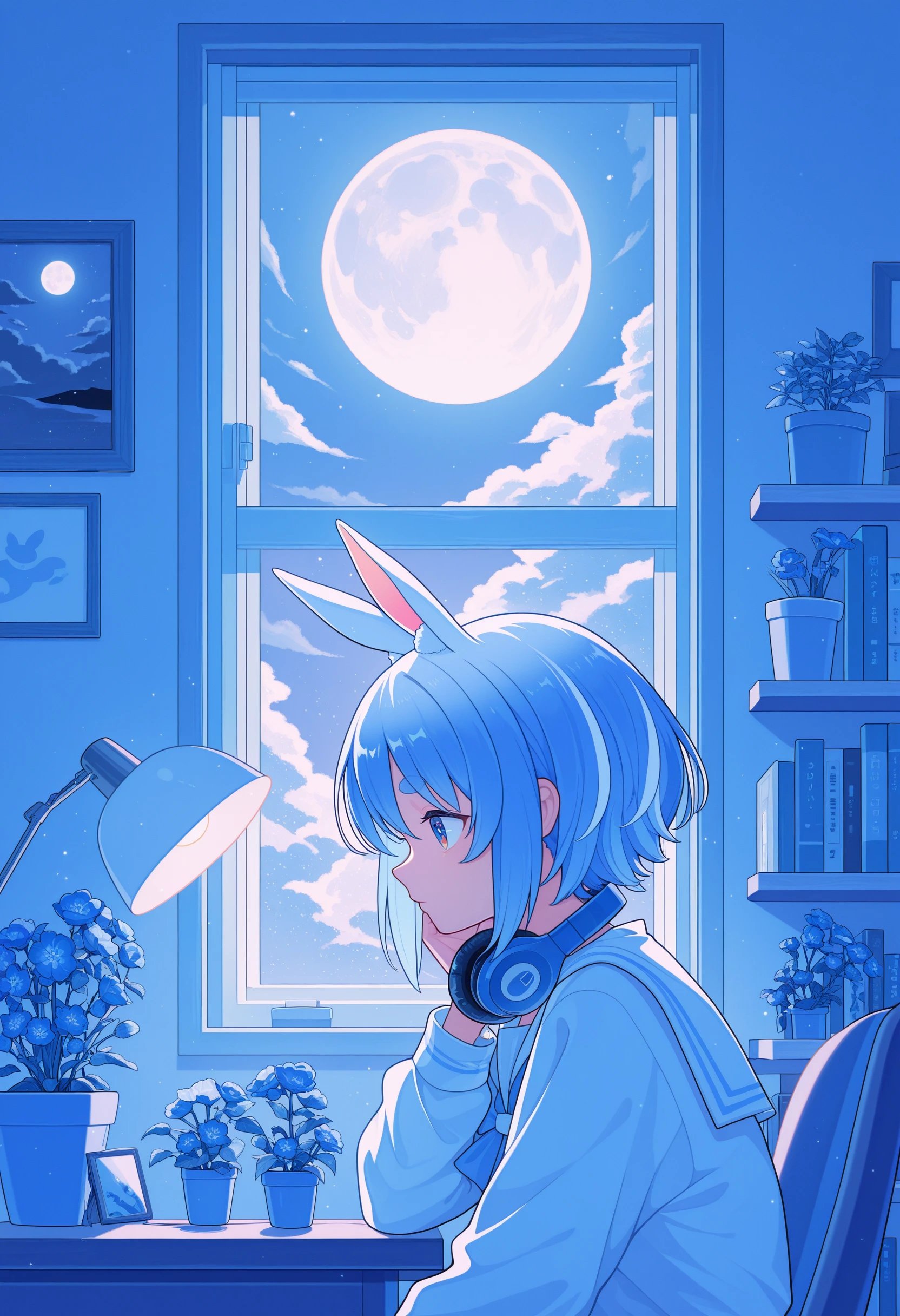 Pastel colors, lofi girl \(youtube\), usada pekora, artist: - SeaArt AI