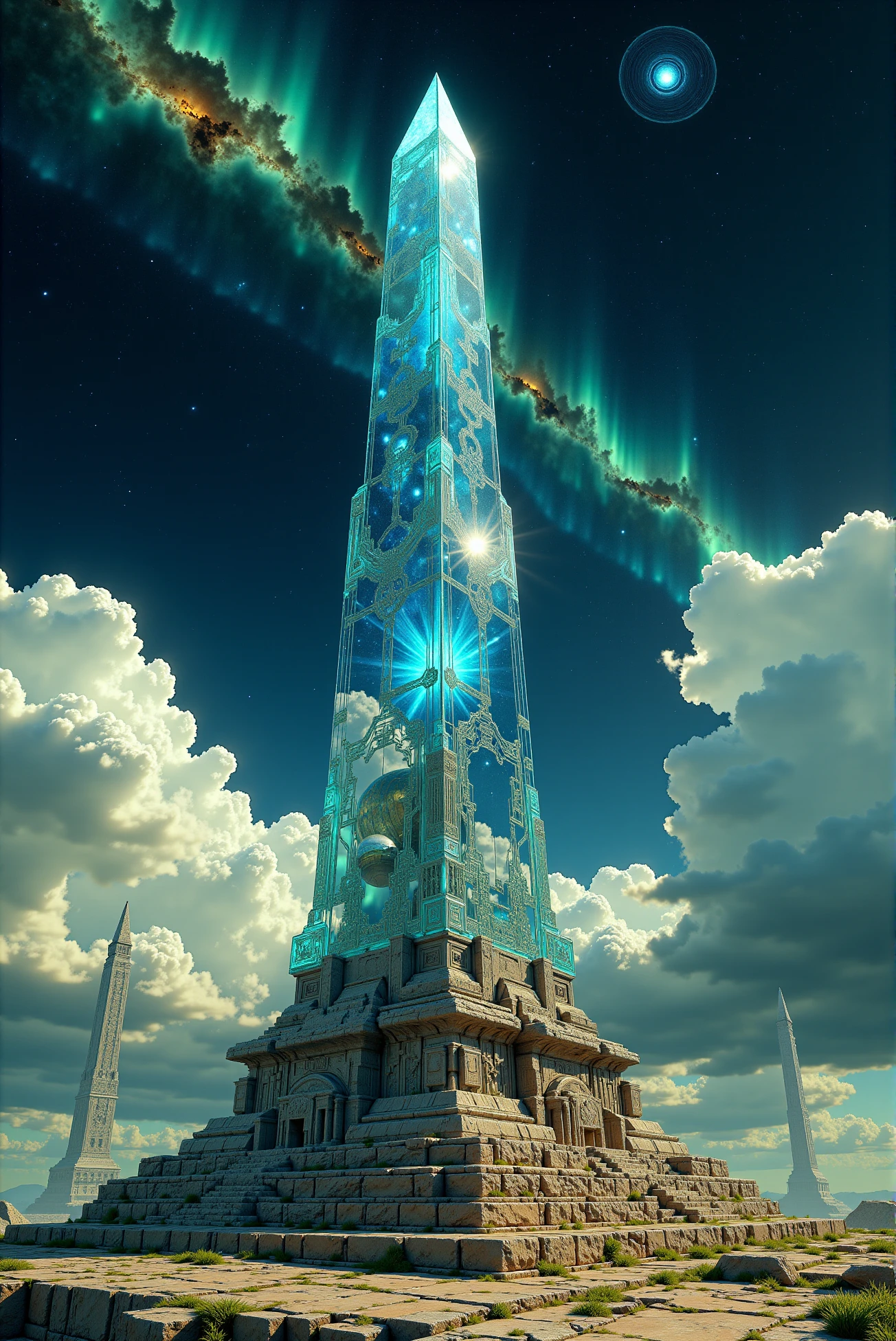 A colossal crystalline obelisk rises f - SeaArt AI