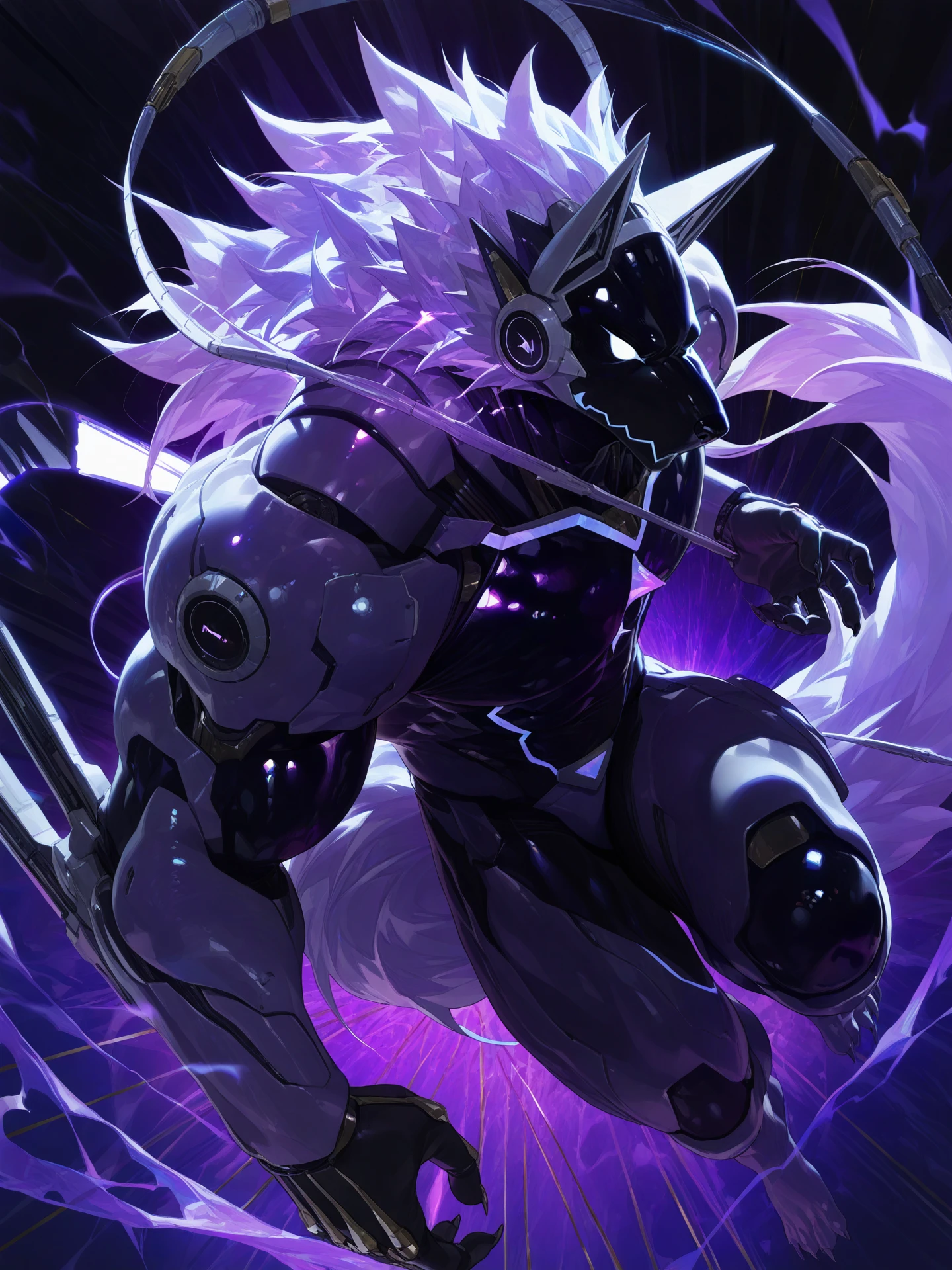 Furry male, male focus, bara, mature male, biomechanical style handsome ...