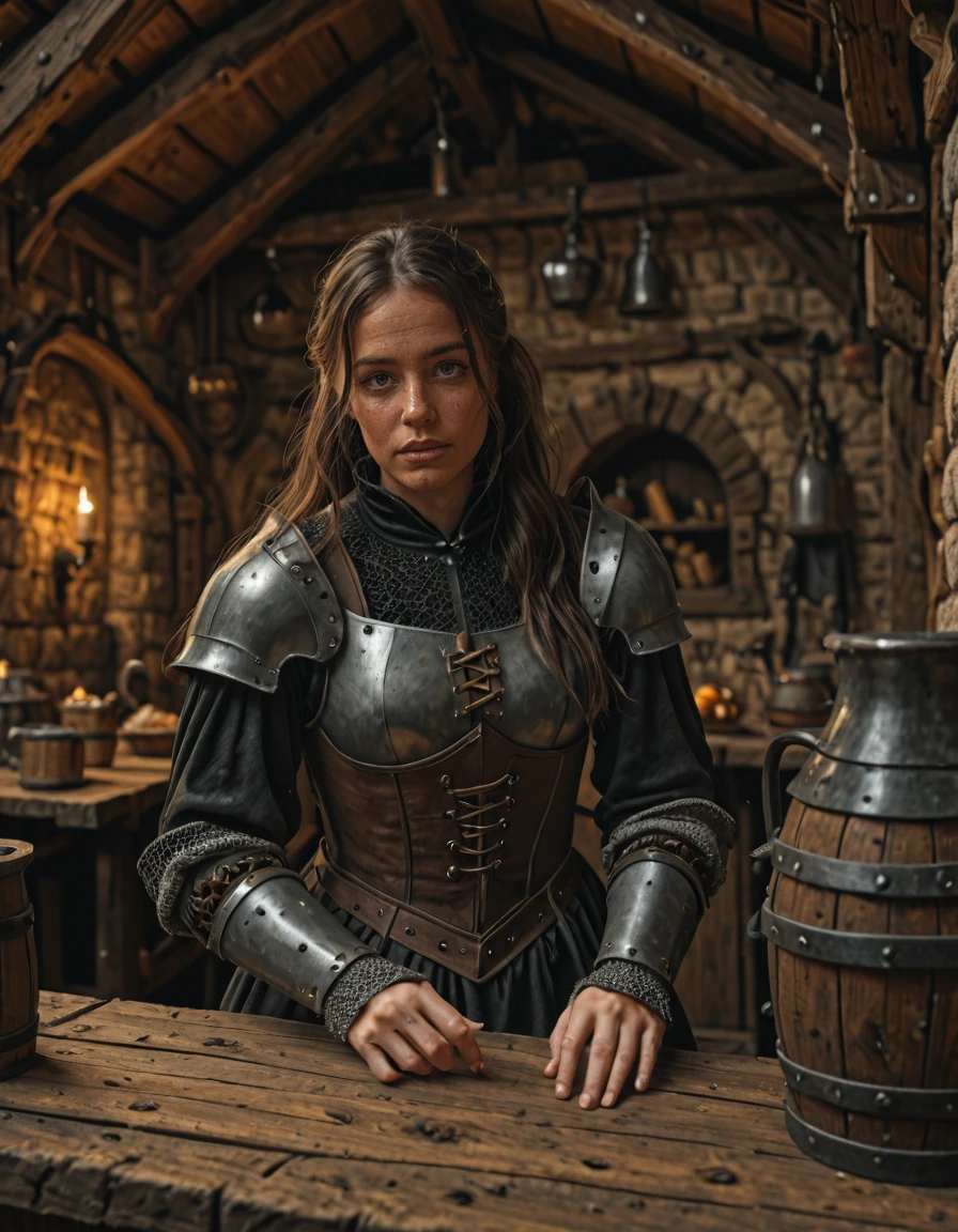 mwt01, medieval tavern, indoors, knight focus - SeaArt AI