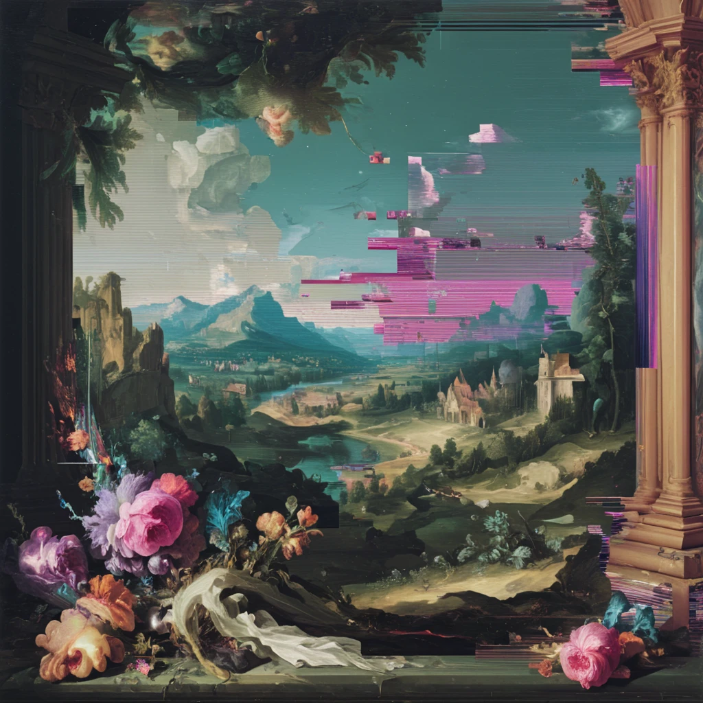Glitchcore Baroque, Landscape - SeaArt AI