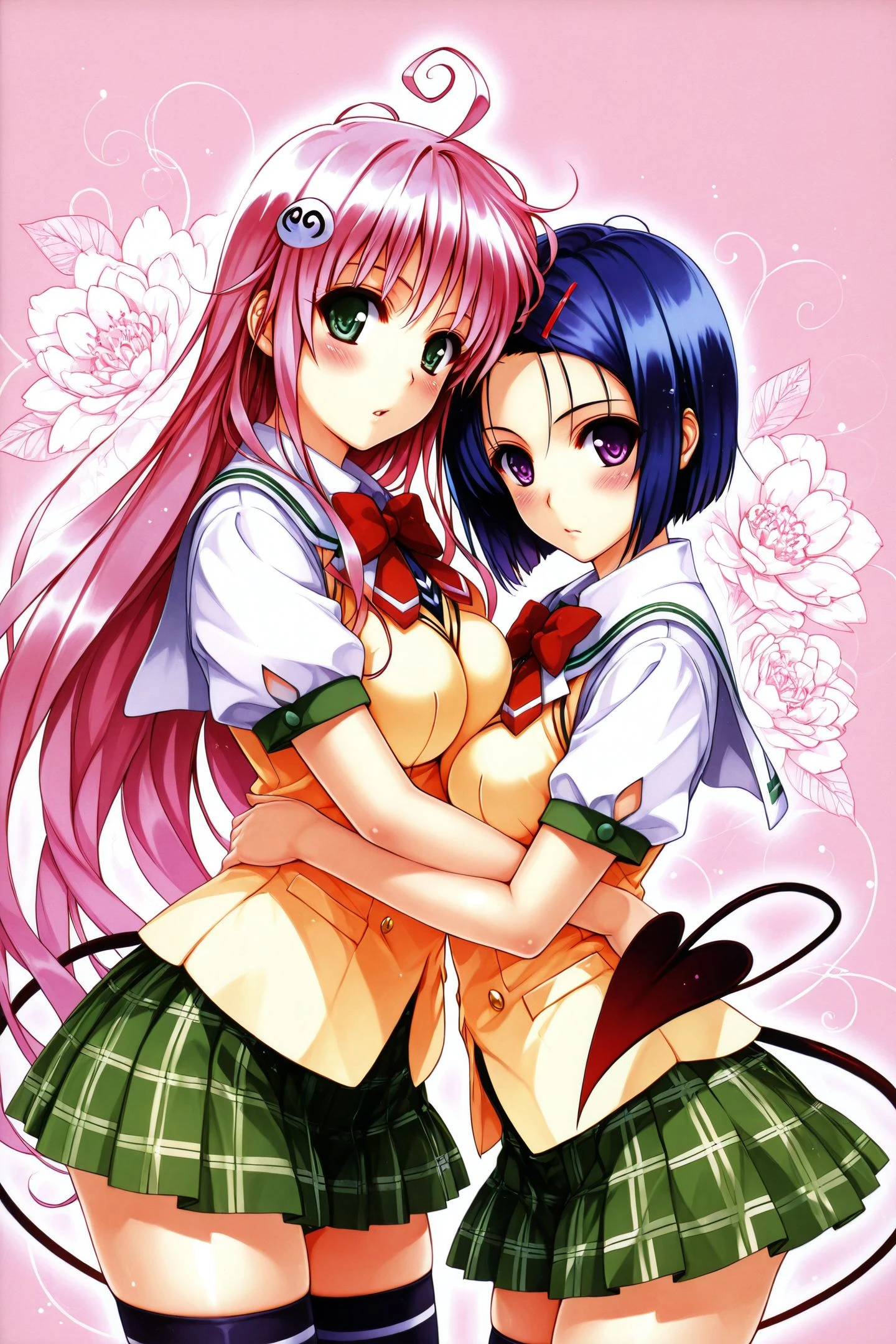 Lala satalin deviluke,haruna sairenji,2girls,school uniform,thighhighs ...