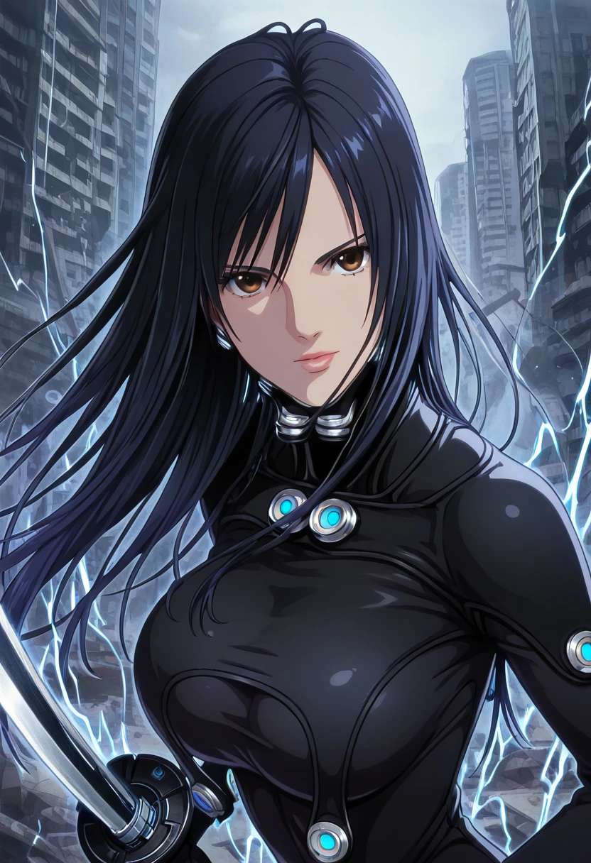 Anime coloring, 1girl, shimohira reika, gantz suit, upper body - SeaArt AI