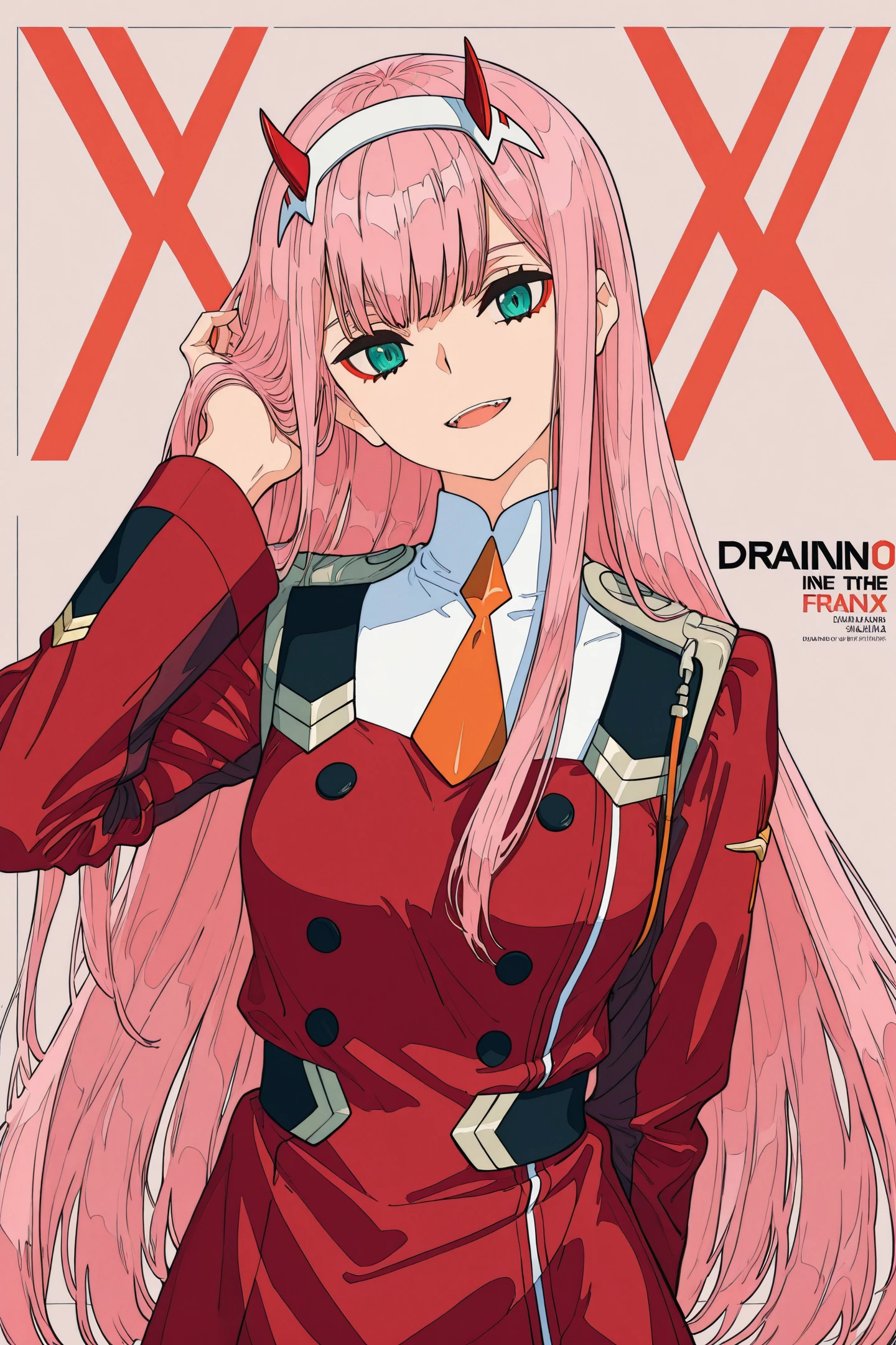 1girl,zero two \(darling in the franxx\),solo,long hair,pink hair ...