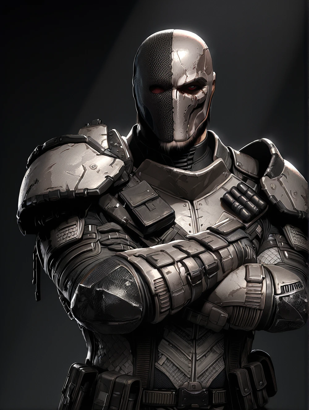1boy, solo, male focus, bald, pauldron, mmorpg, in game render - SeaArt AI